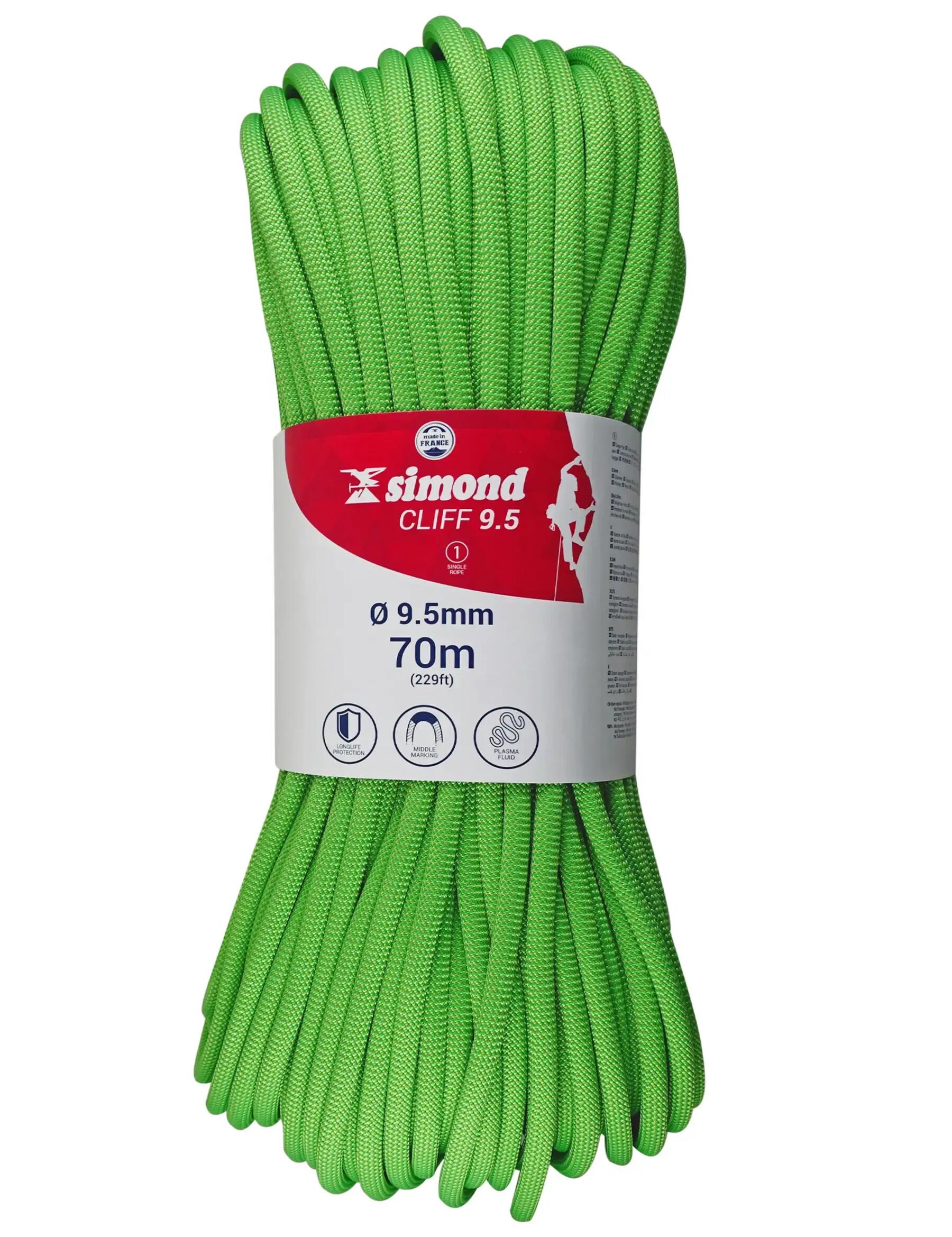 SIMOND CLIFF CLIMBING ROPE - 9.5 X 70 M GREEN