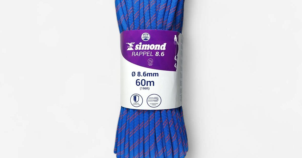 CORDE À DOUBLE D'ESCALADE RAPPEL 8.6MM X 60M BLEU SIMOND