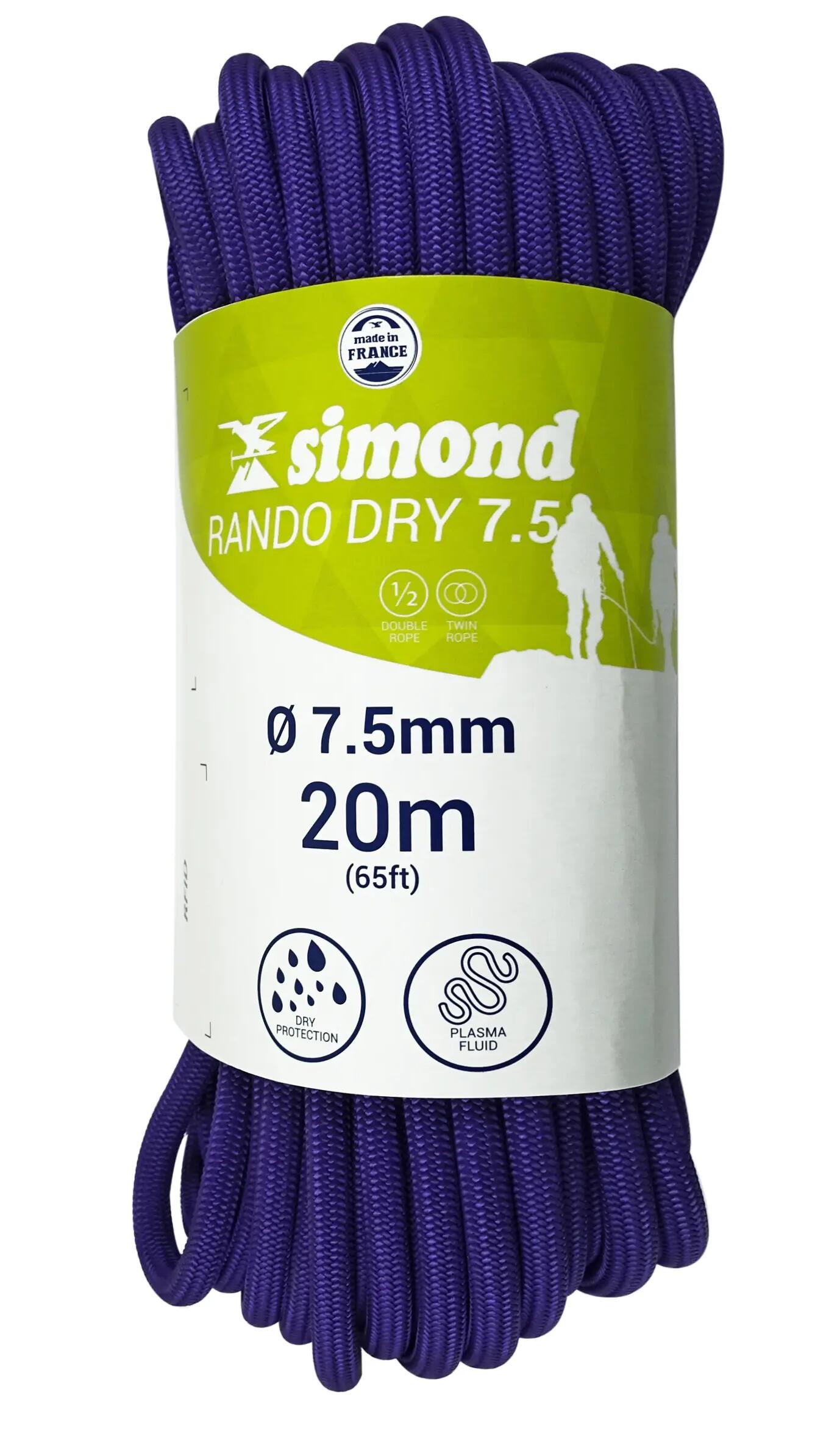 SIMOND RANDO DRY ROPE - 7.5 MM X 20 M PURPLE