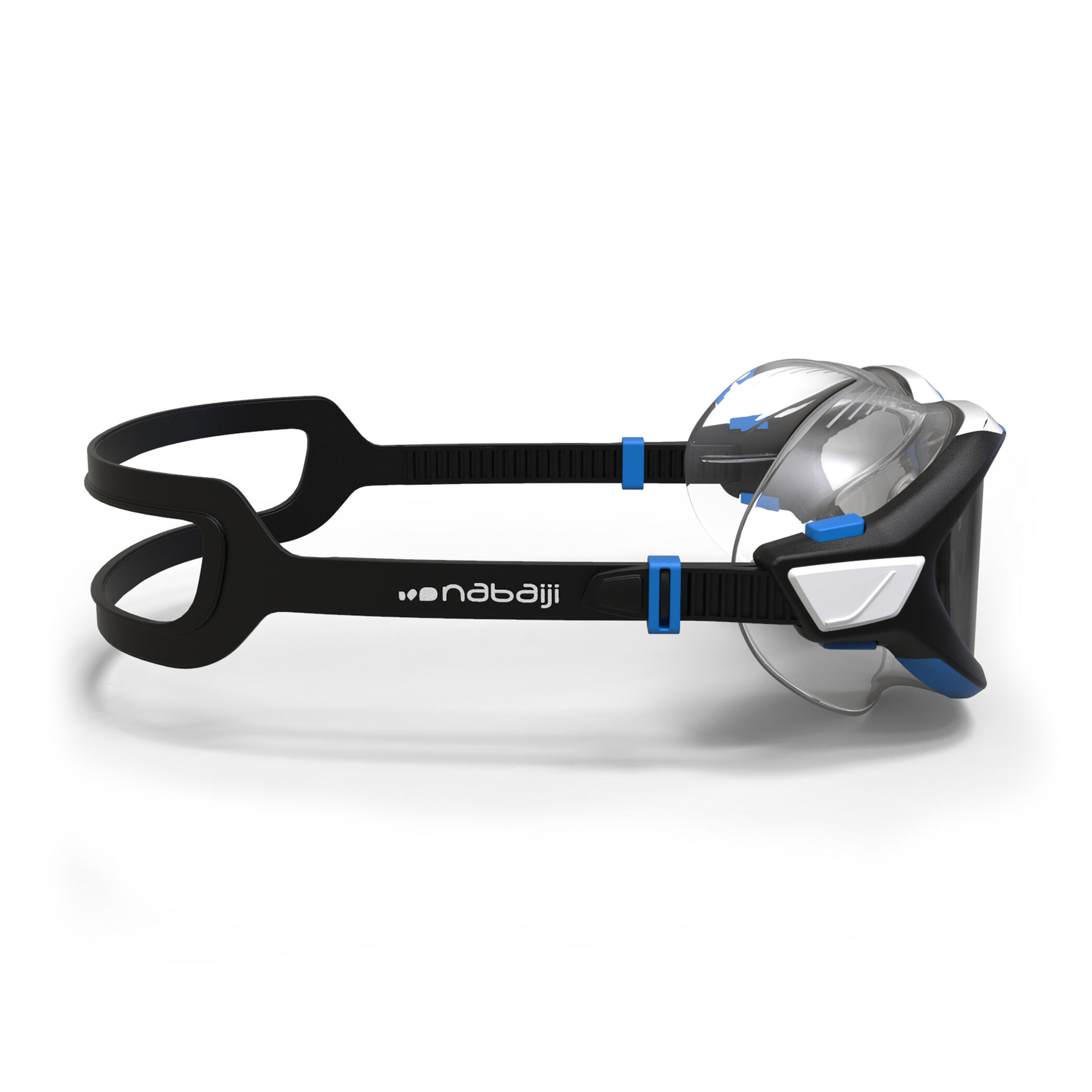 500 ACTIVE Swimming Mask, Size L Black Blue, Smoke Lenses - Decathlon