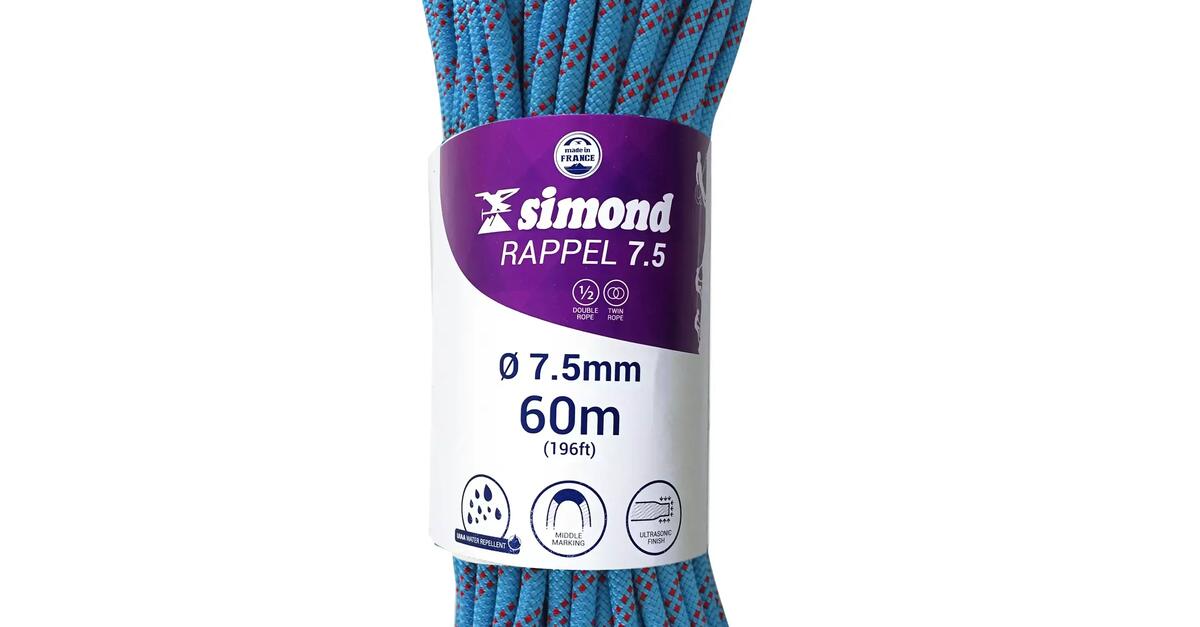 SIMOND 7.5 MM X 60 M ABSEILING ROPE - BLUE
