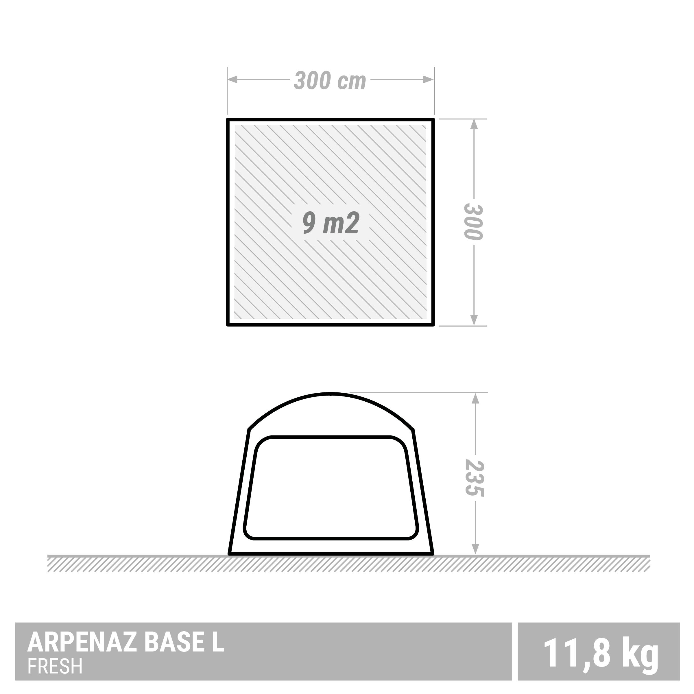 Camping living room with arch poles BASE ARPENAZ L FRESH | 8 People ...