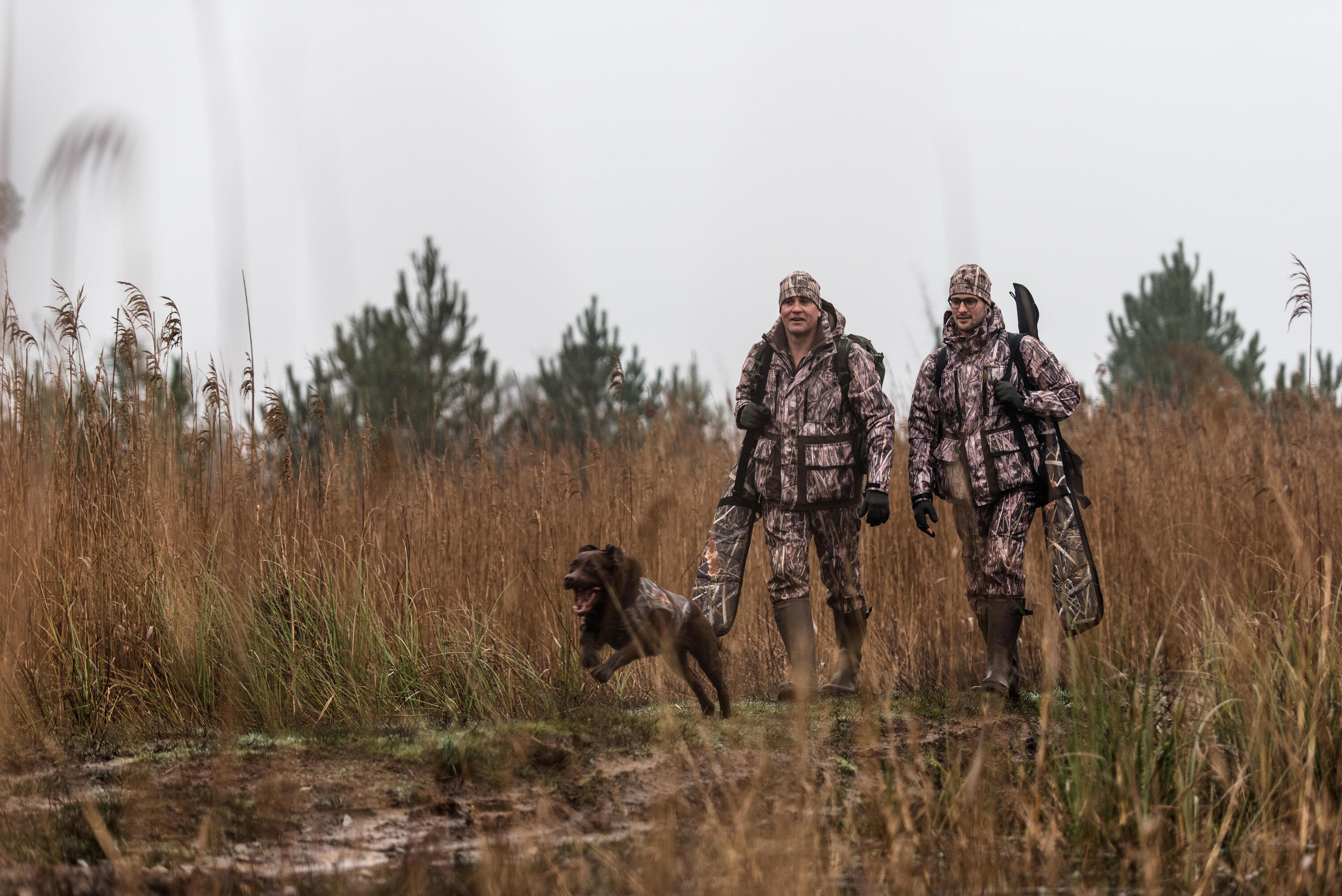 500 Warm Waterproof Country Sport Trousers - Wetlands Camo SOLOGNAC ...