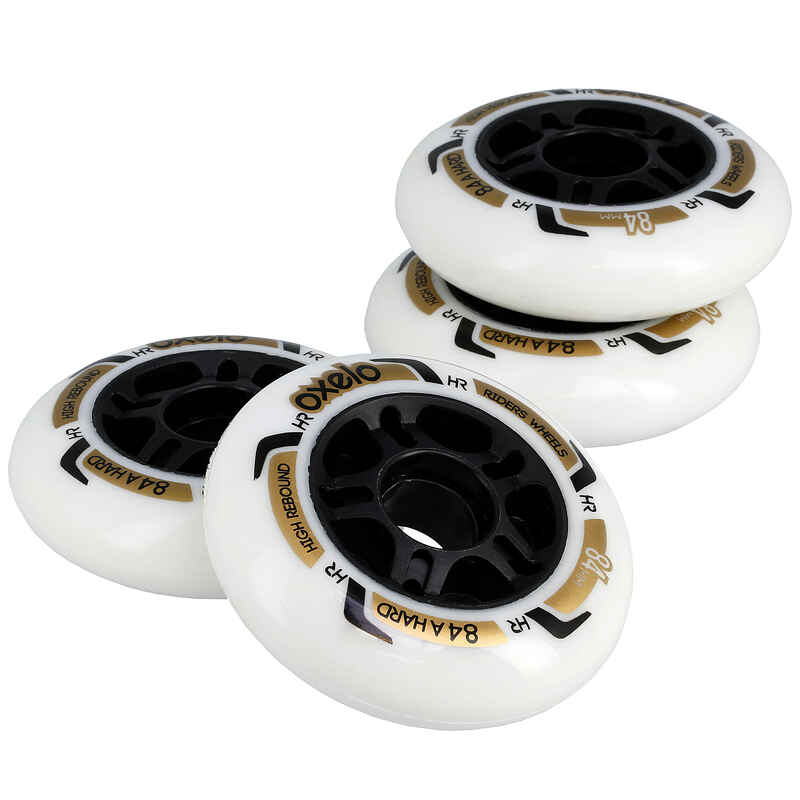 84 mm 84A Inline Skating Wheels 4-Pack - White - Decathlon