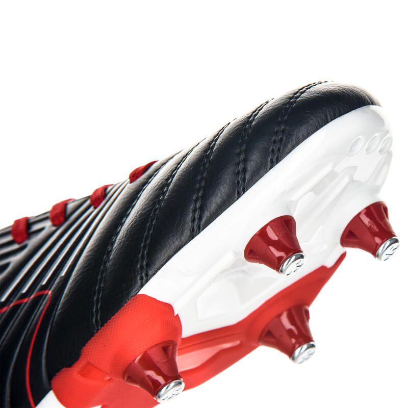 Kids' Screw-In 6-Stud Rugby Boots Agility R500 SG - Red OFFLOAD - Decathlon