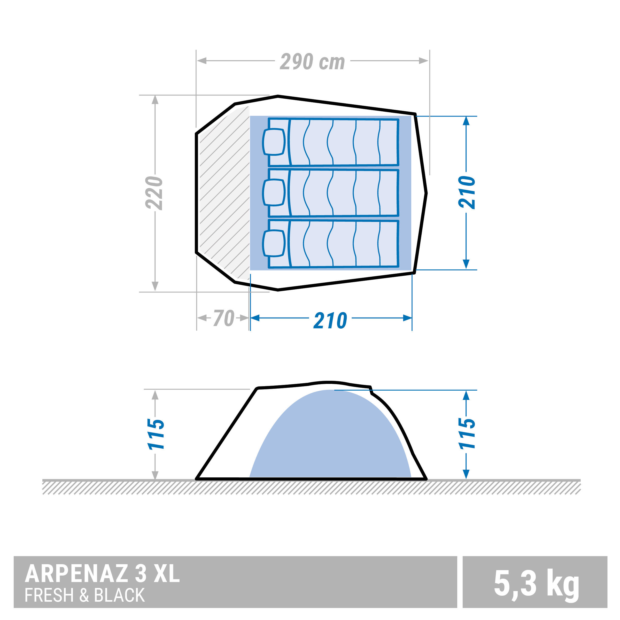 TENT ARPENAZ 3 XL FRESH&BLACK - Decathlon