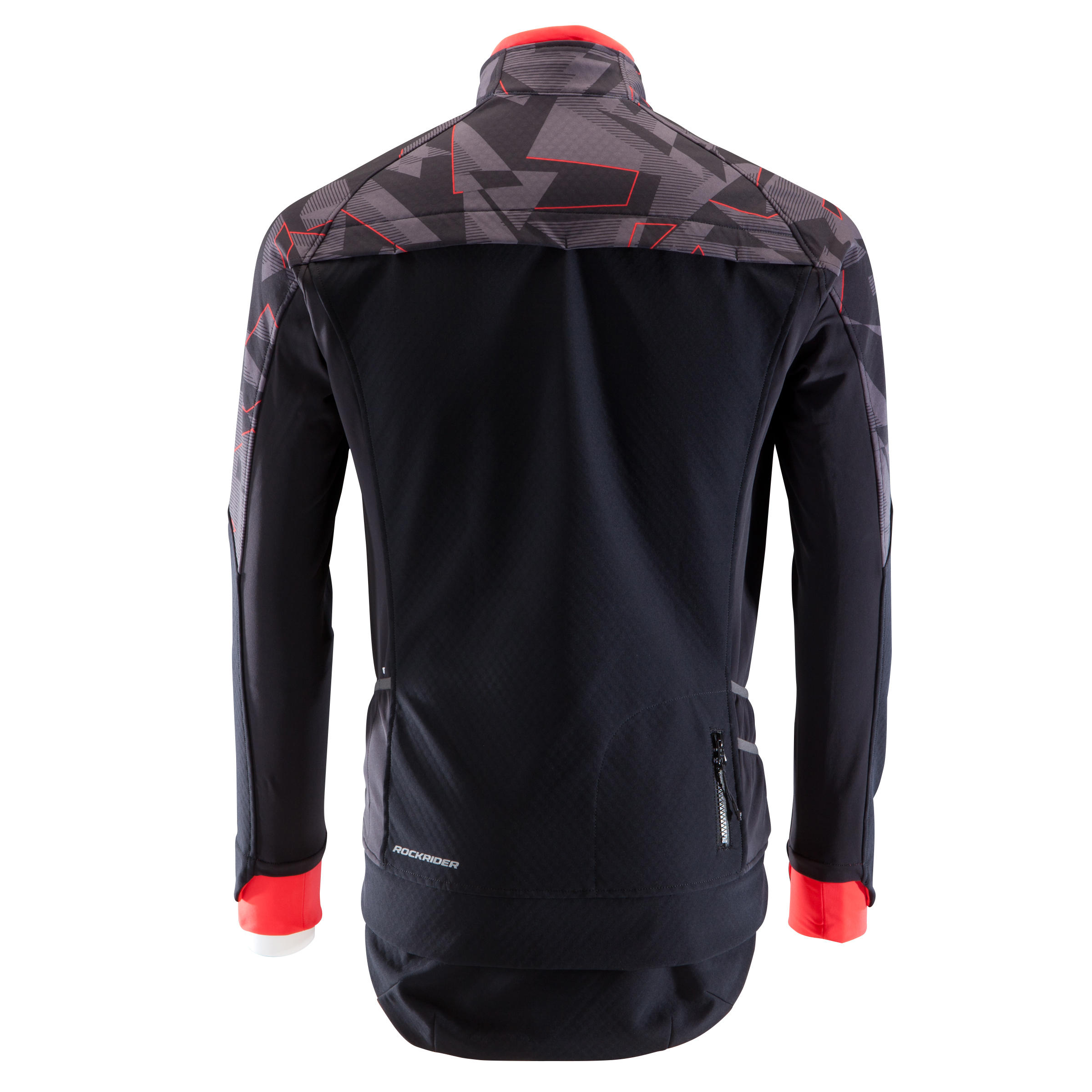 ST500 Winter Softshell MTB Cycling Jacket - Black/Red ROCKRIDER | Decathlon