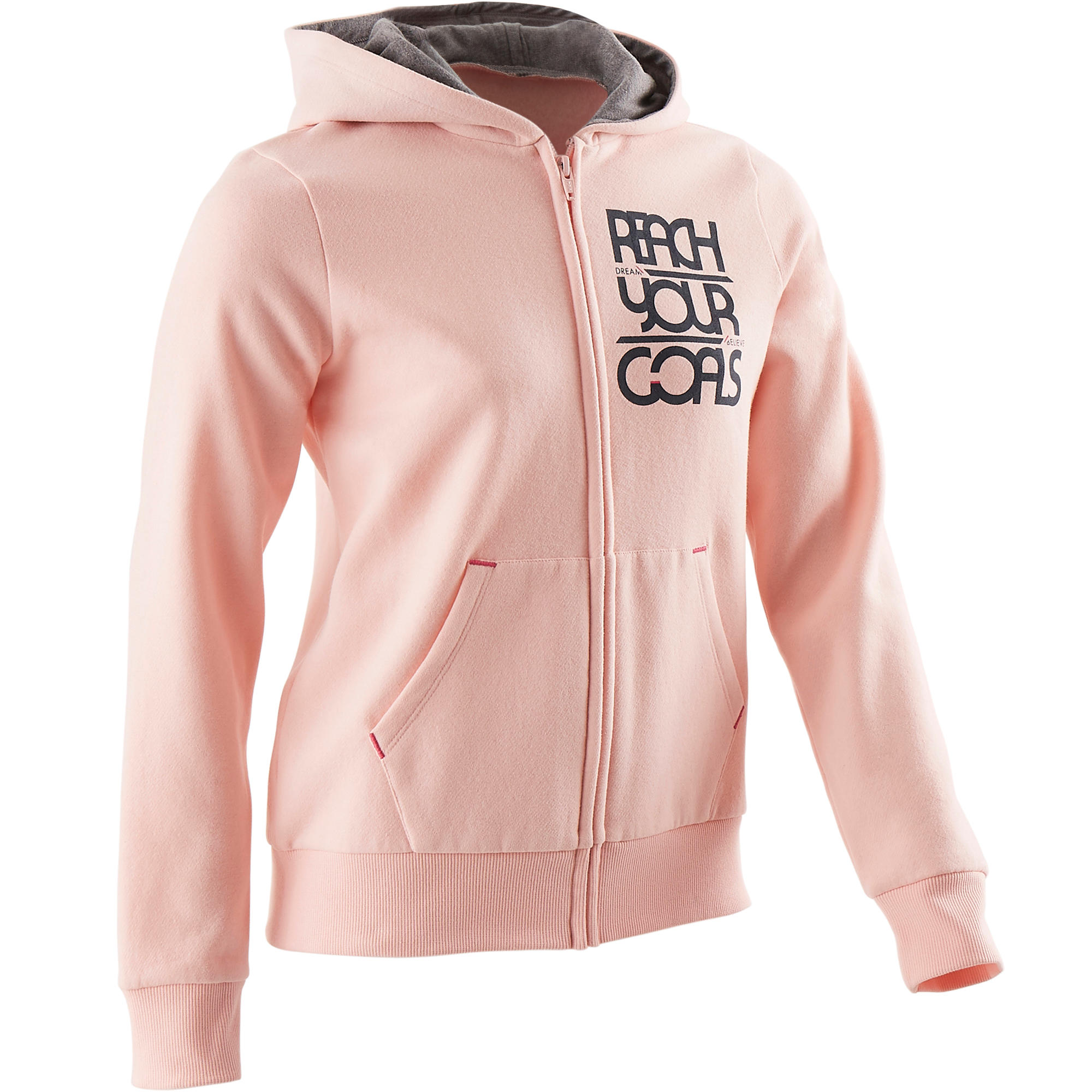 500 Girls' Brushed Jersey Gym Jacket - Pink | Domyos by Decathlon
