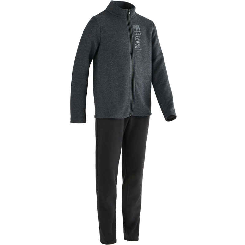 100 Warm'Y Boys' Gym Warm Tracksuit - Grey - Decathlon