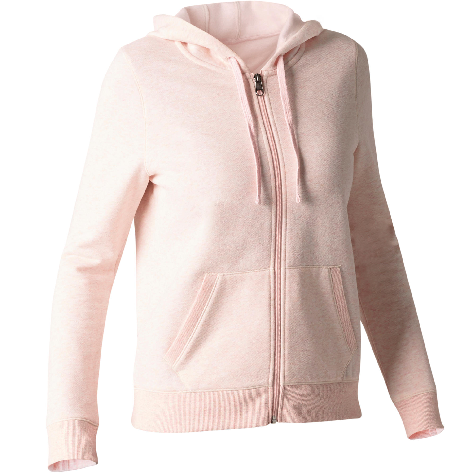 520 Women Gym Stretching Hooded Jacket - Heather Pink - Decathlon