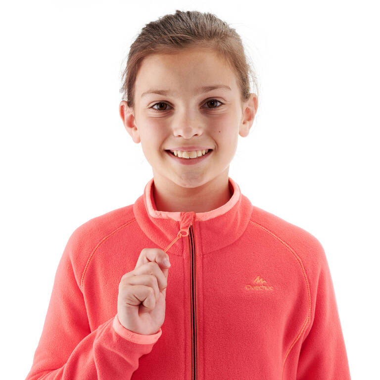 Kids Age 7-15 Hiking Fleece Jacket MH150 - Coral - Decathlon