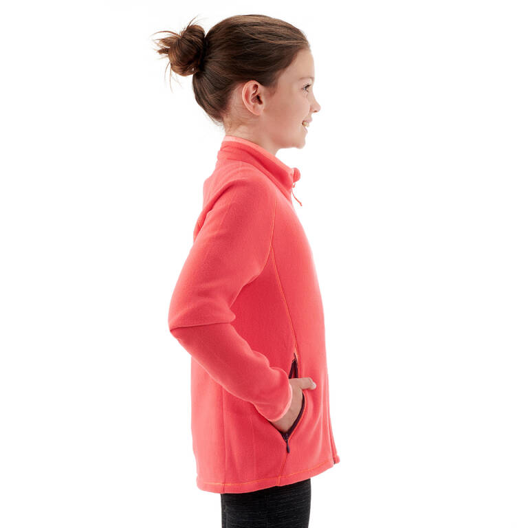 Kids Age 7-15 Hiking Fleece Jacket MH150 - Coral - Decathlon