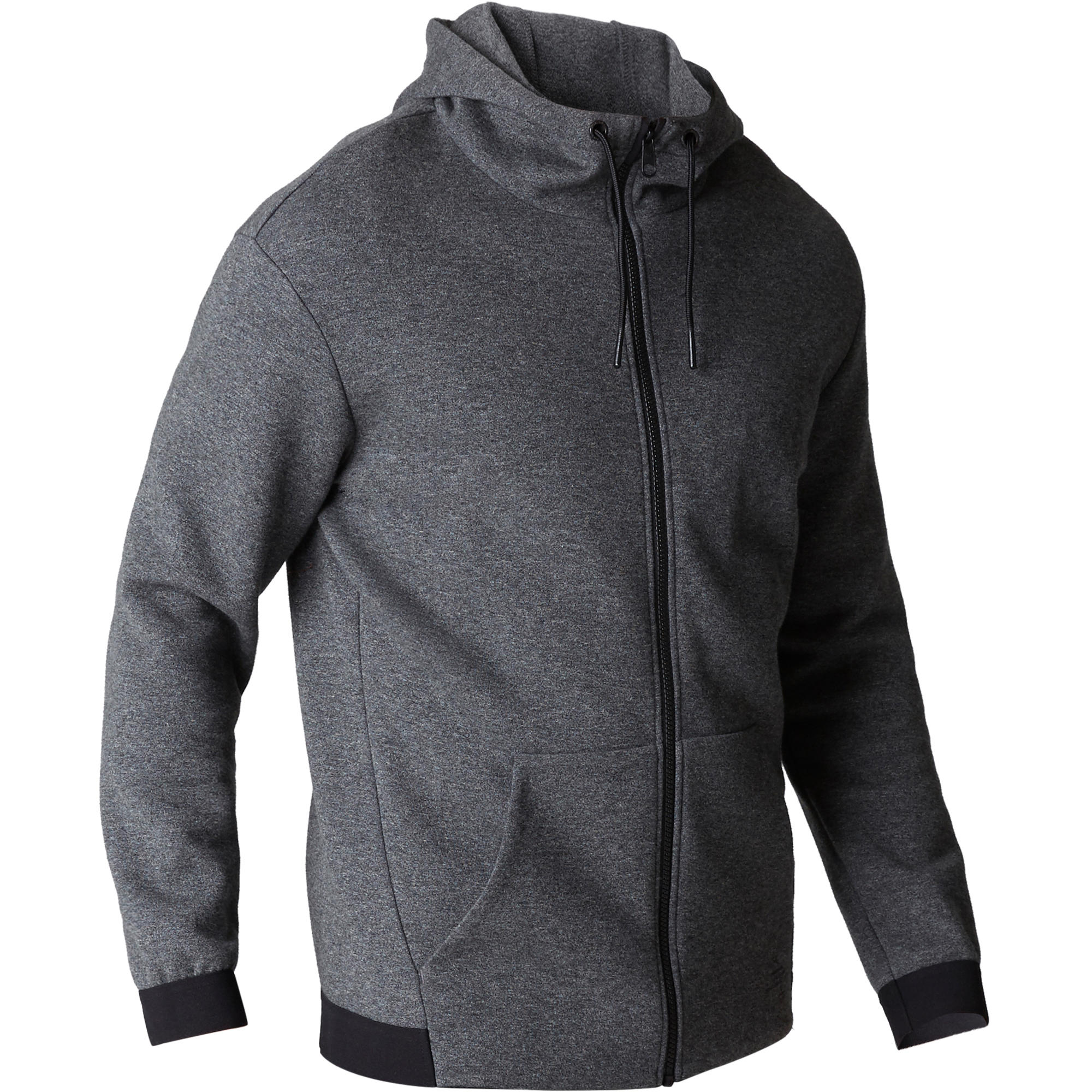 560 Hooded Gentle Gym & Pilates Jacket - Mottled Dark Grey - Decathlon