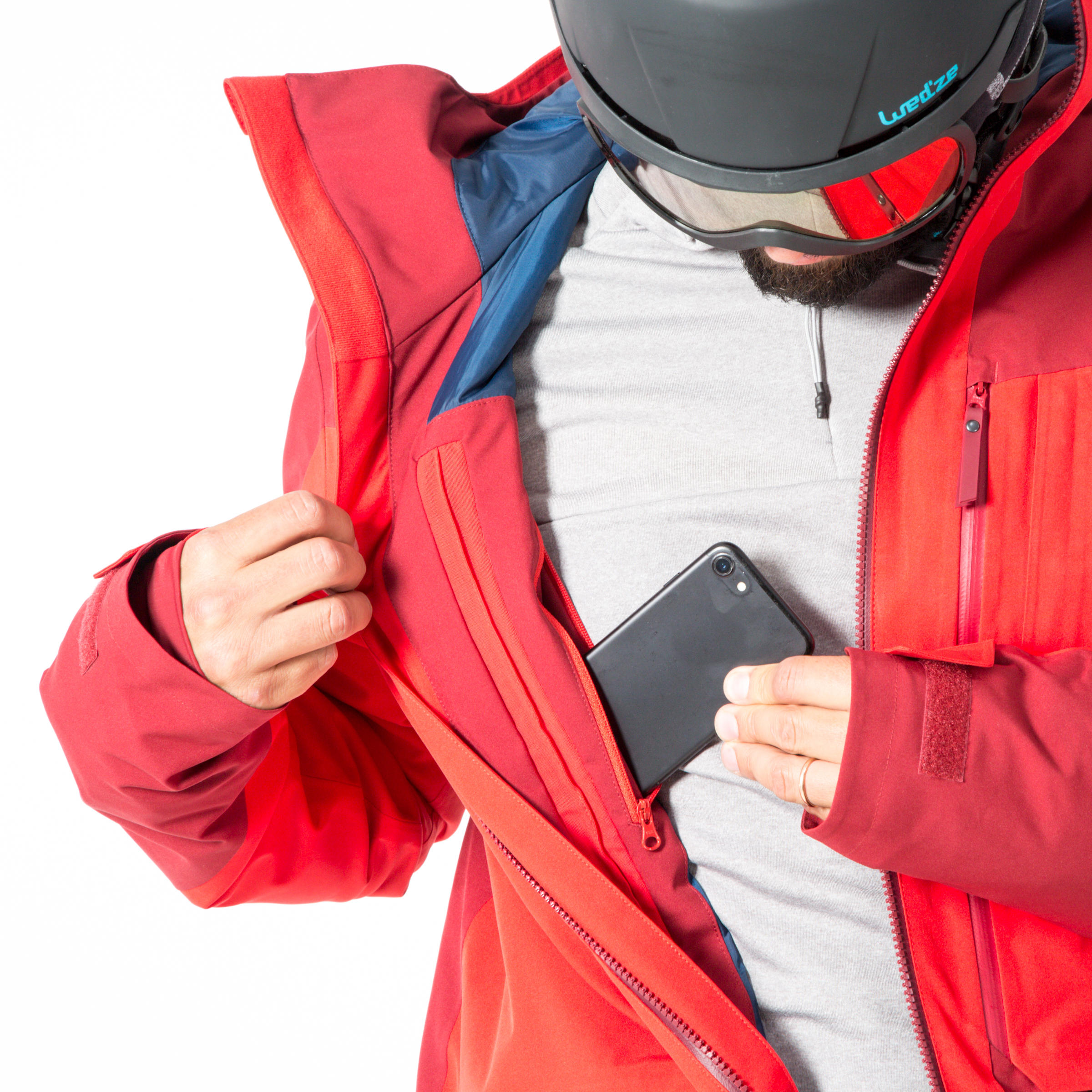 Men’s Freeride SKI JACKET FR500 - Burgundy - Decathlon