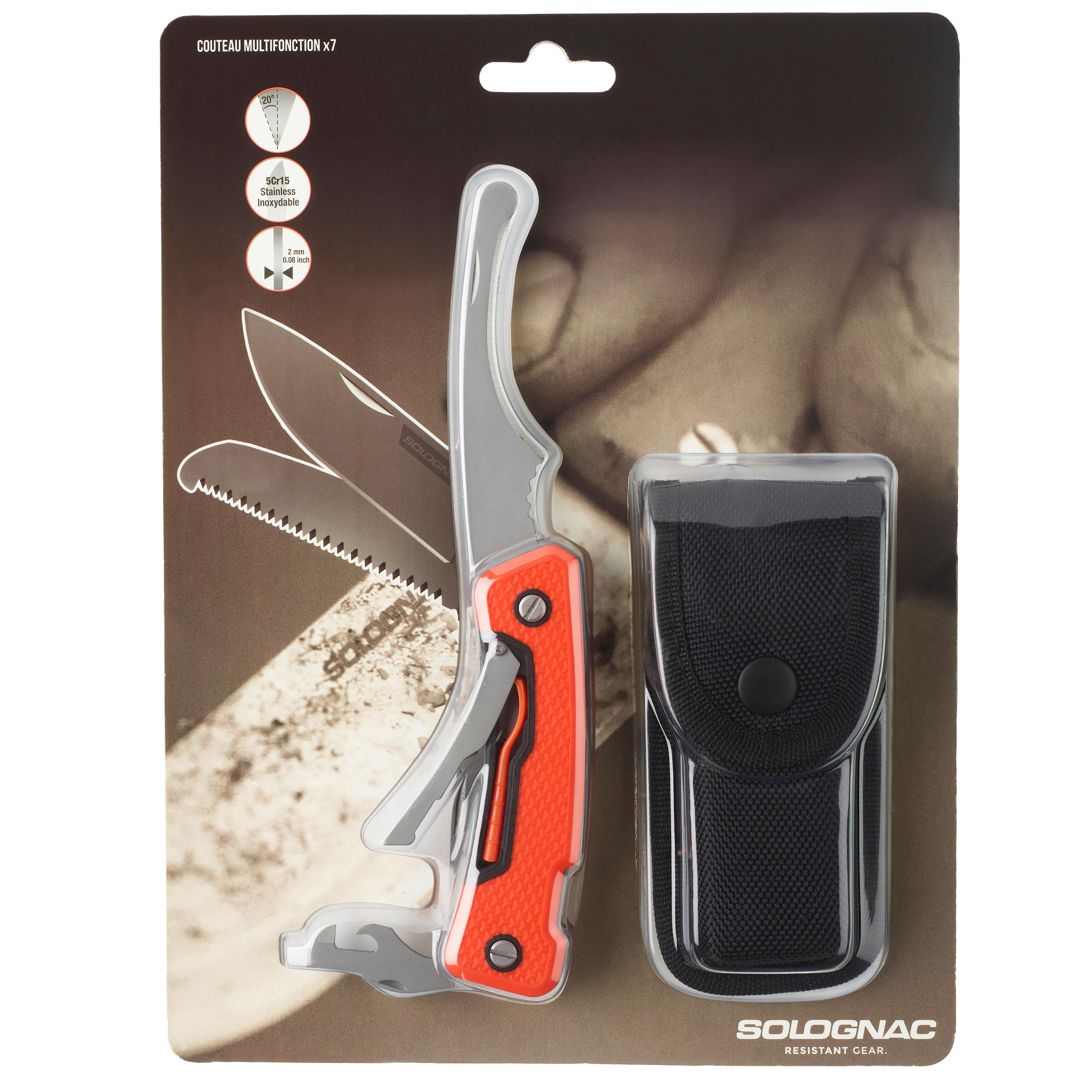 Multi-function hunting knife X7 Orange