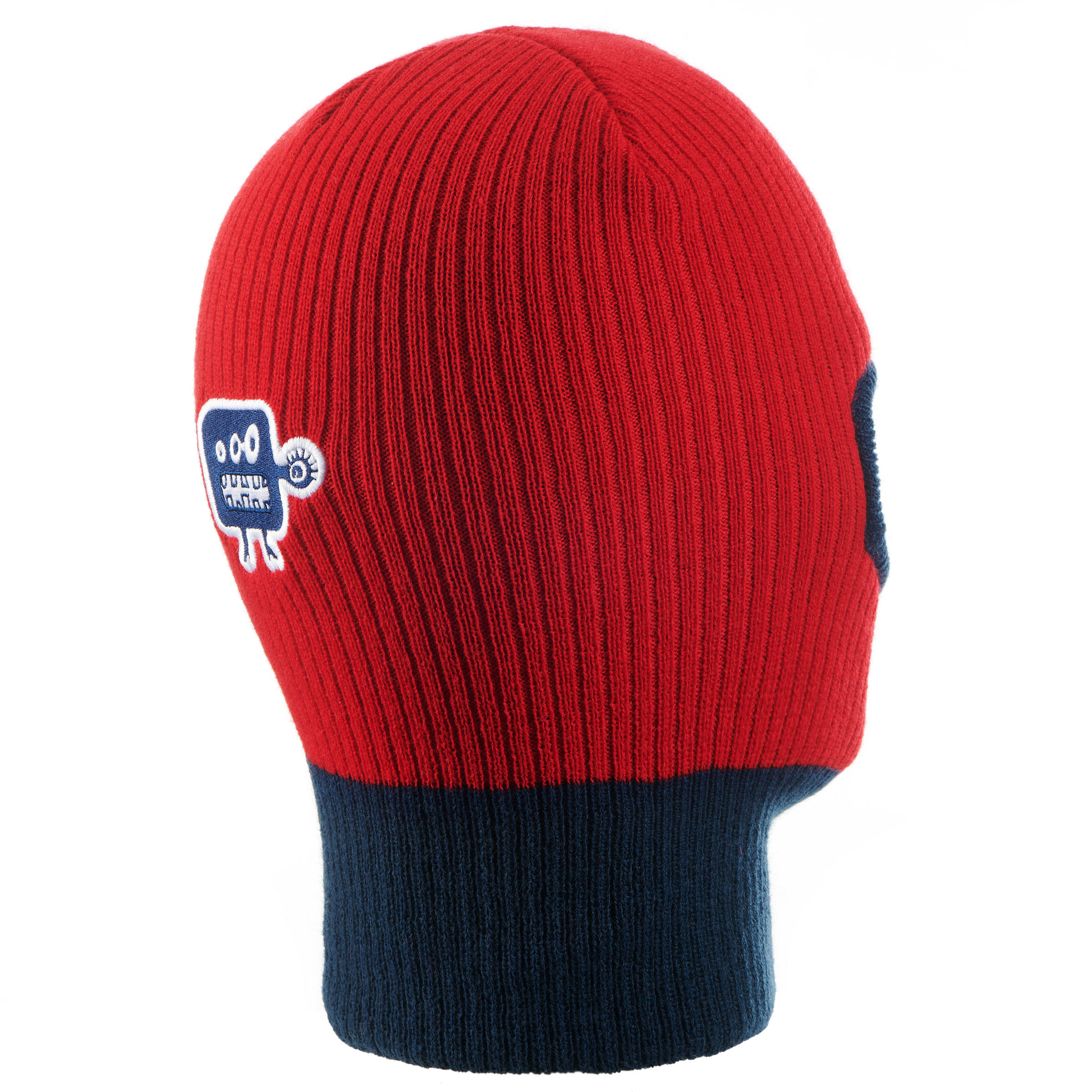 KIDS’ KNITTED SKI BALACLAVA - RED BLUE - Decathlon