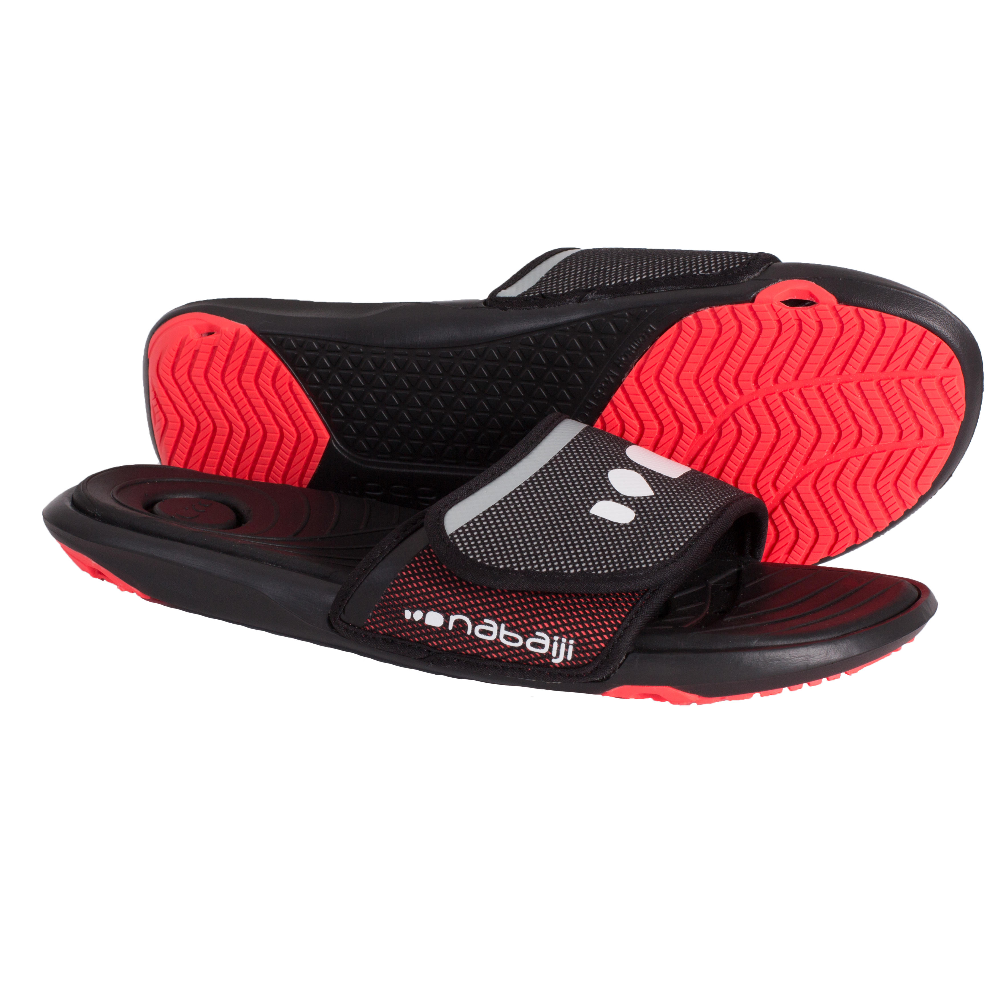 MEN’S SLAP 900 POOL SANDALS SOFT BLACK RED - Decathlon