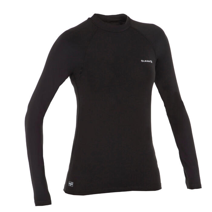 Tee Shirt Anti Uv Surf Manches Longues Femme Noir Olaian Decathlon