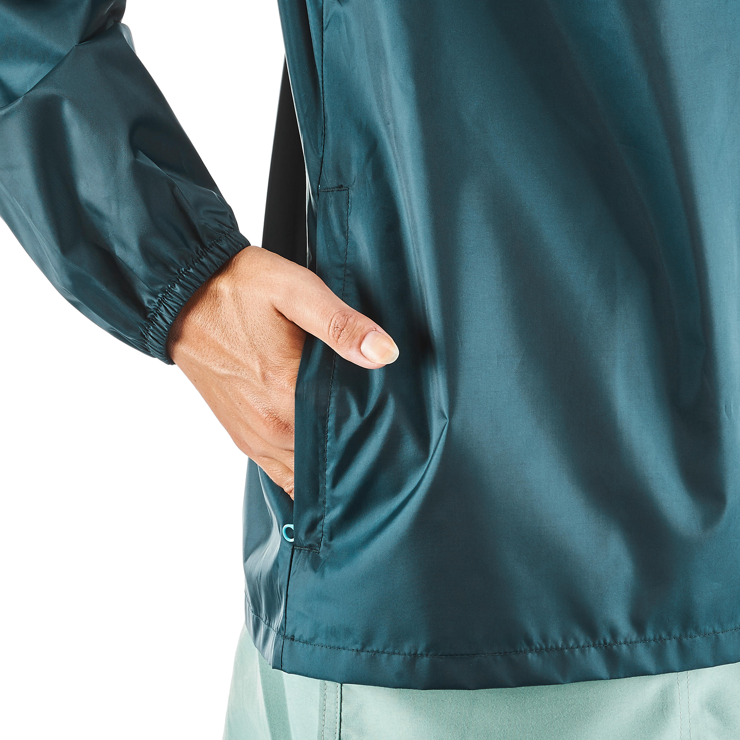 Women Nature Hiking Waterproof Half Zip Rain Jacket Quechua NH100 ...