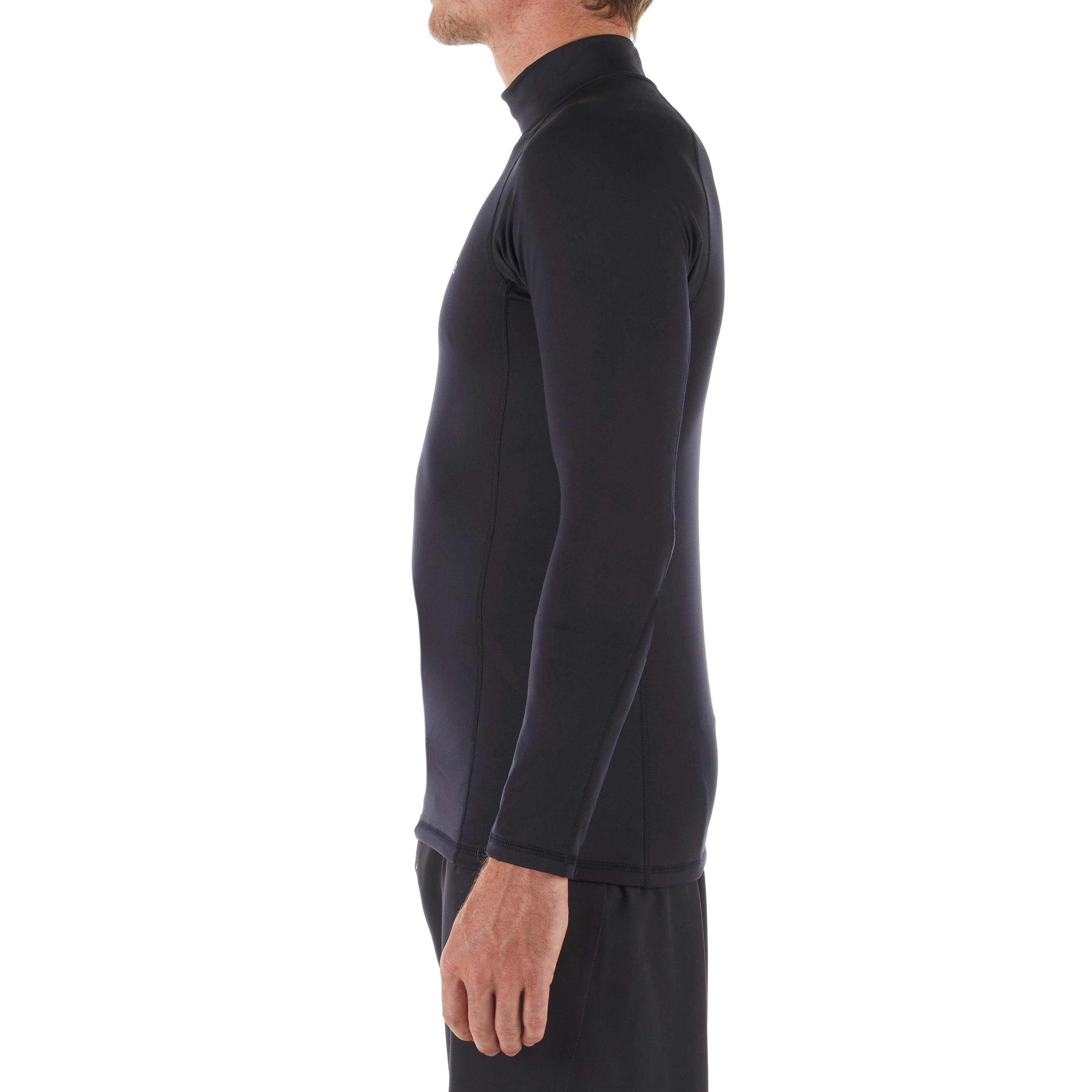 Men’s Long-Sleeved Fleece Surf Top - 900 Black - smoked black - Olaian ...