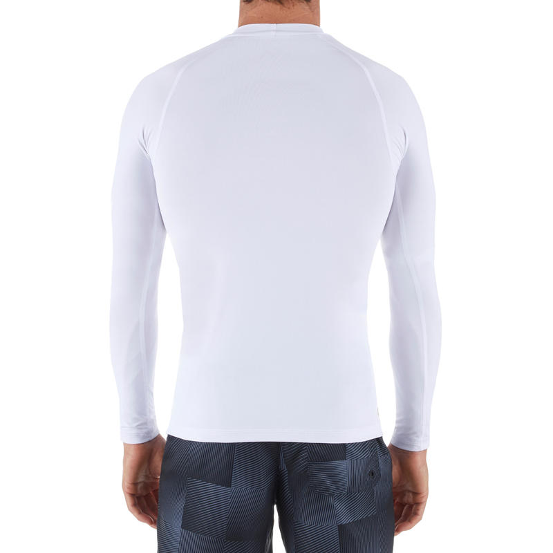 Tee Shirt Anti Uv Surf Top 100 Manches Longues Homme Blanc Decathlon