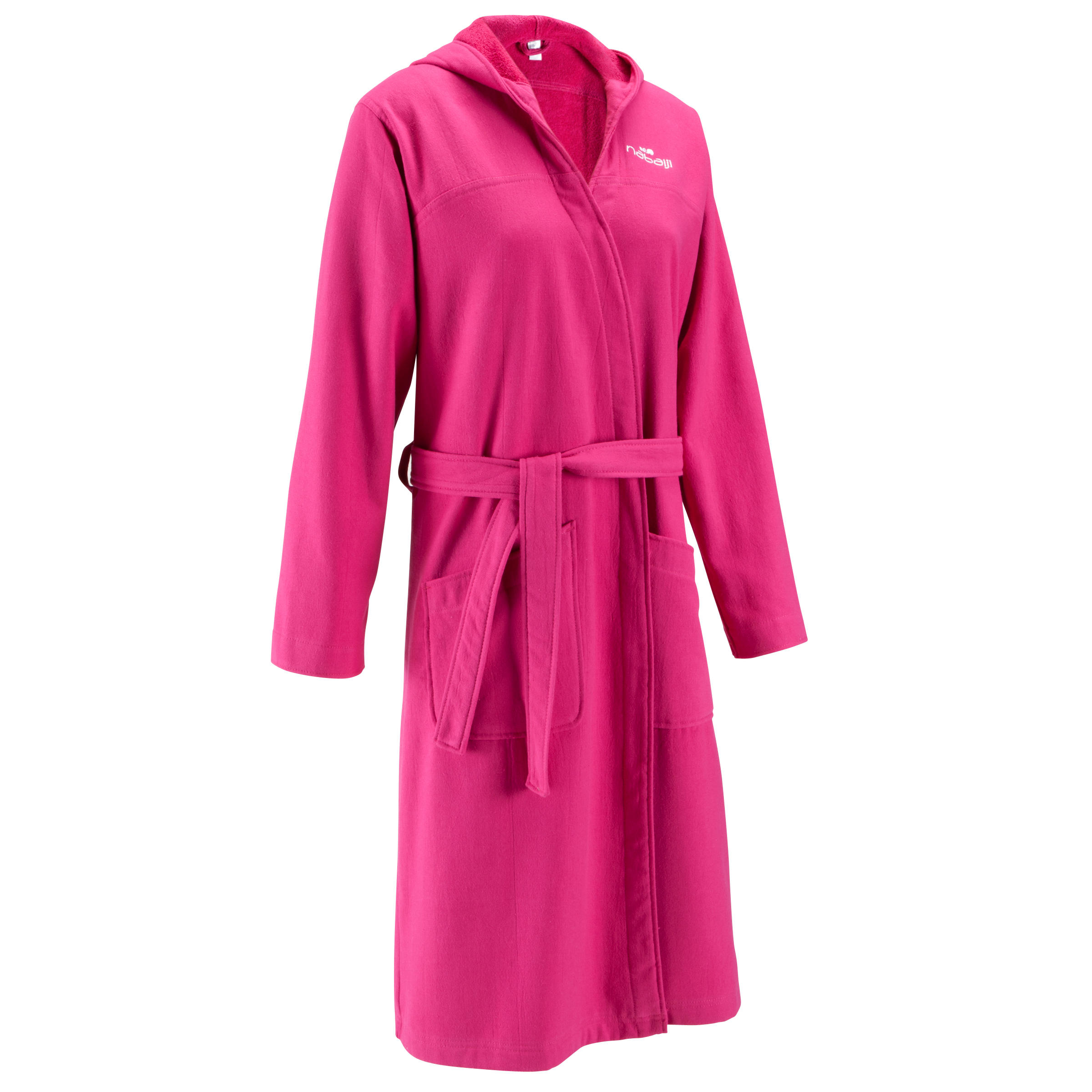 Women's lightweight cotton bathrobe with hood and belt - Pink - Decathlon