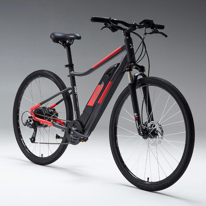 Riverside Elektrische hybridefiets Riverside 500E grijs/rood | Decathlon