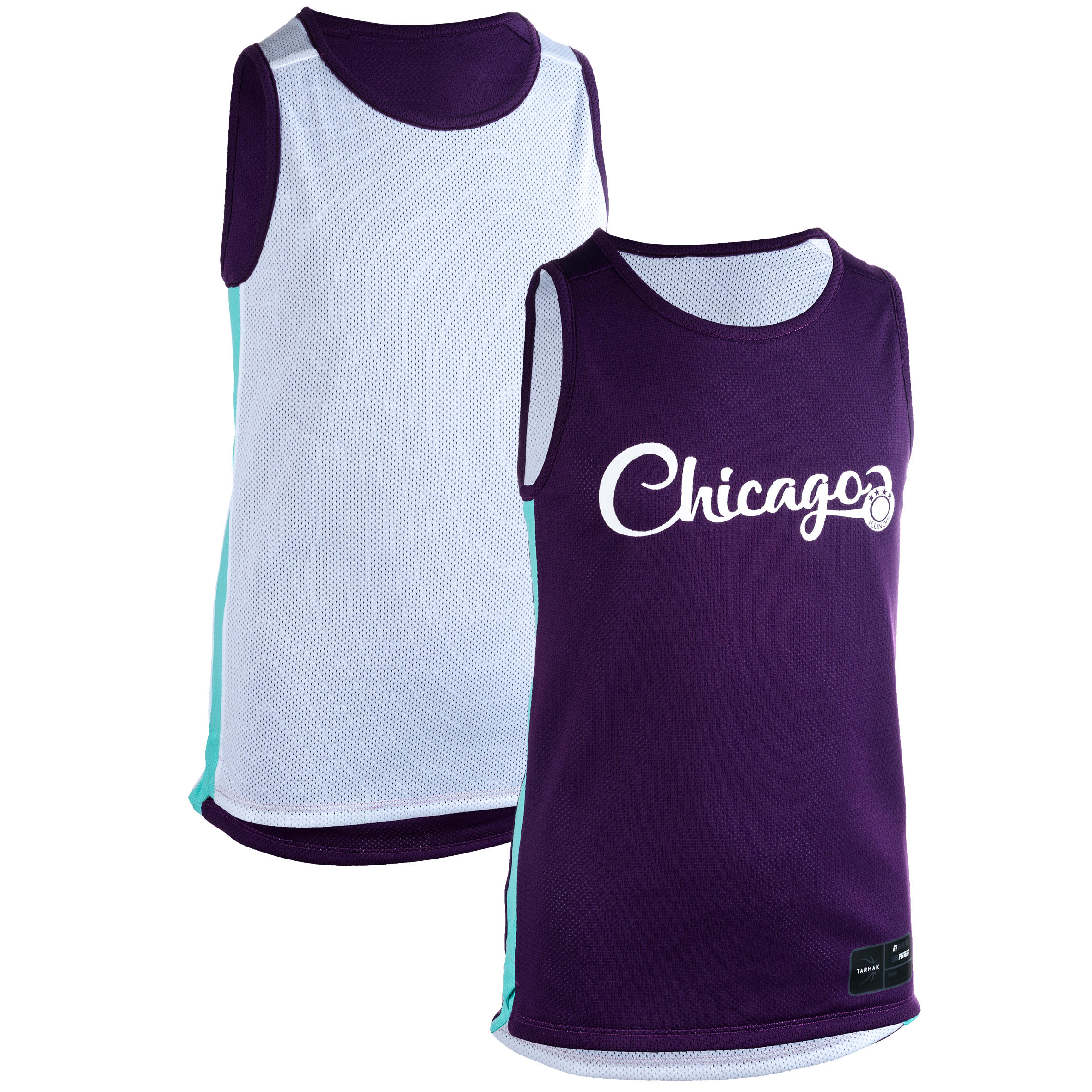 T500R Boys'/Girls' Intermediate Basketball Reversible Jersey - Purple ...