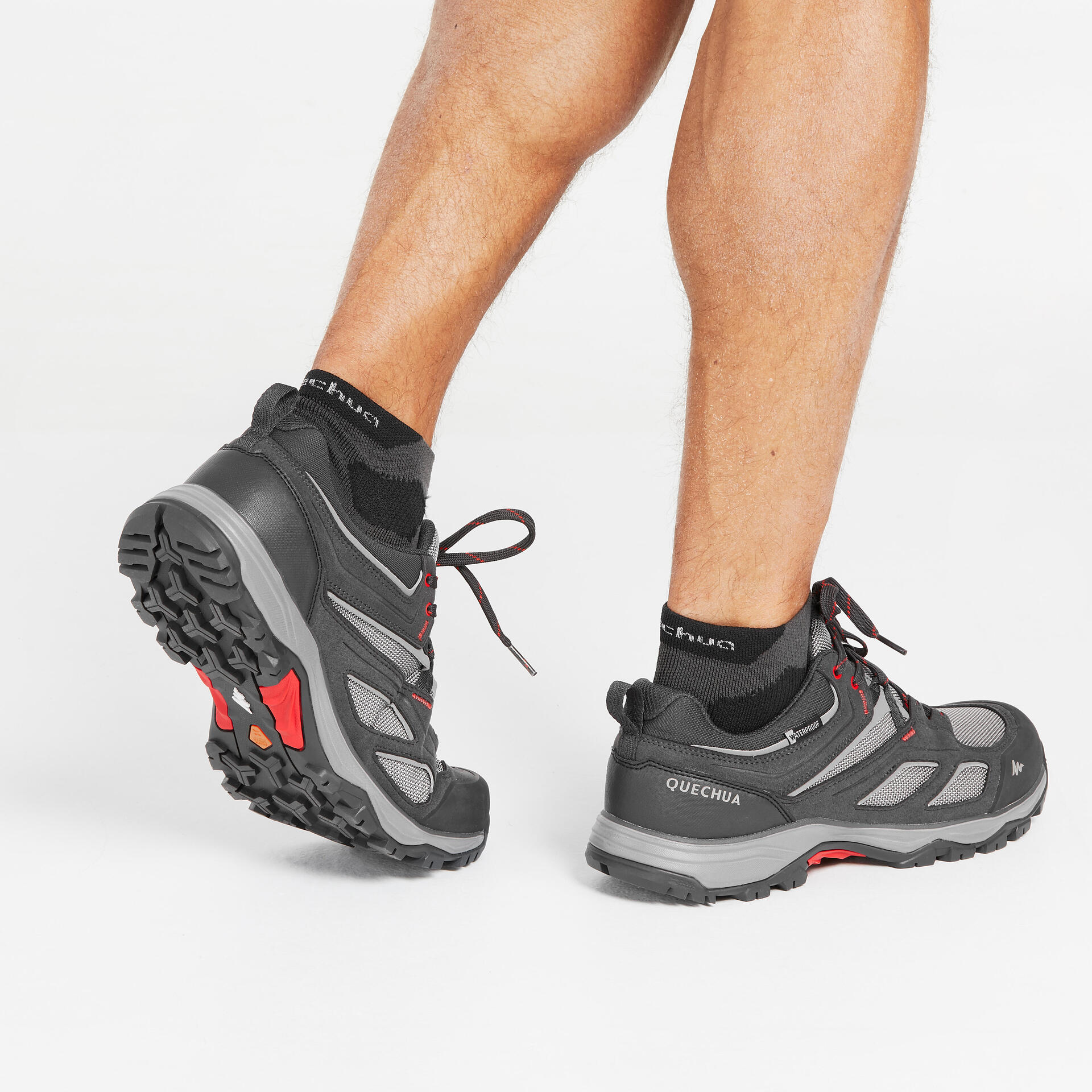 Men Mountain Hiking Waterproof Shoes MH100 - Grey