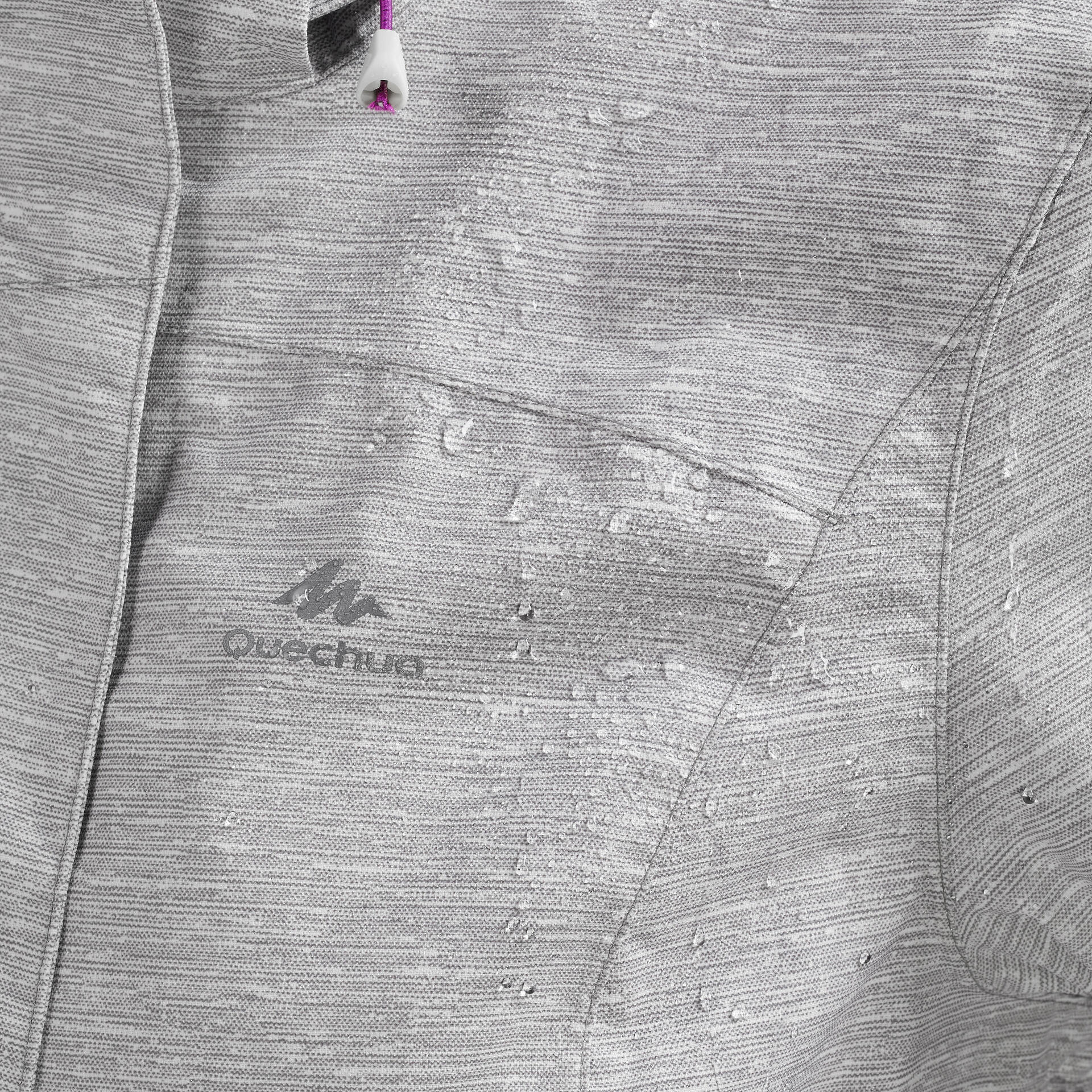 Women Mountain Hiking Waterproof Jacket Quechua NH500 - Grey