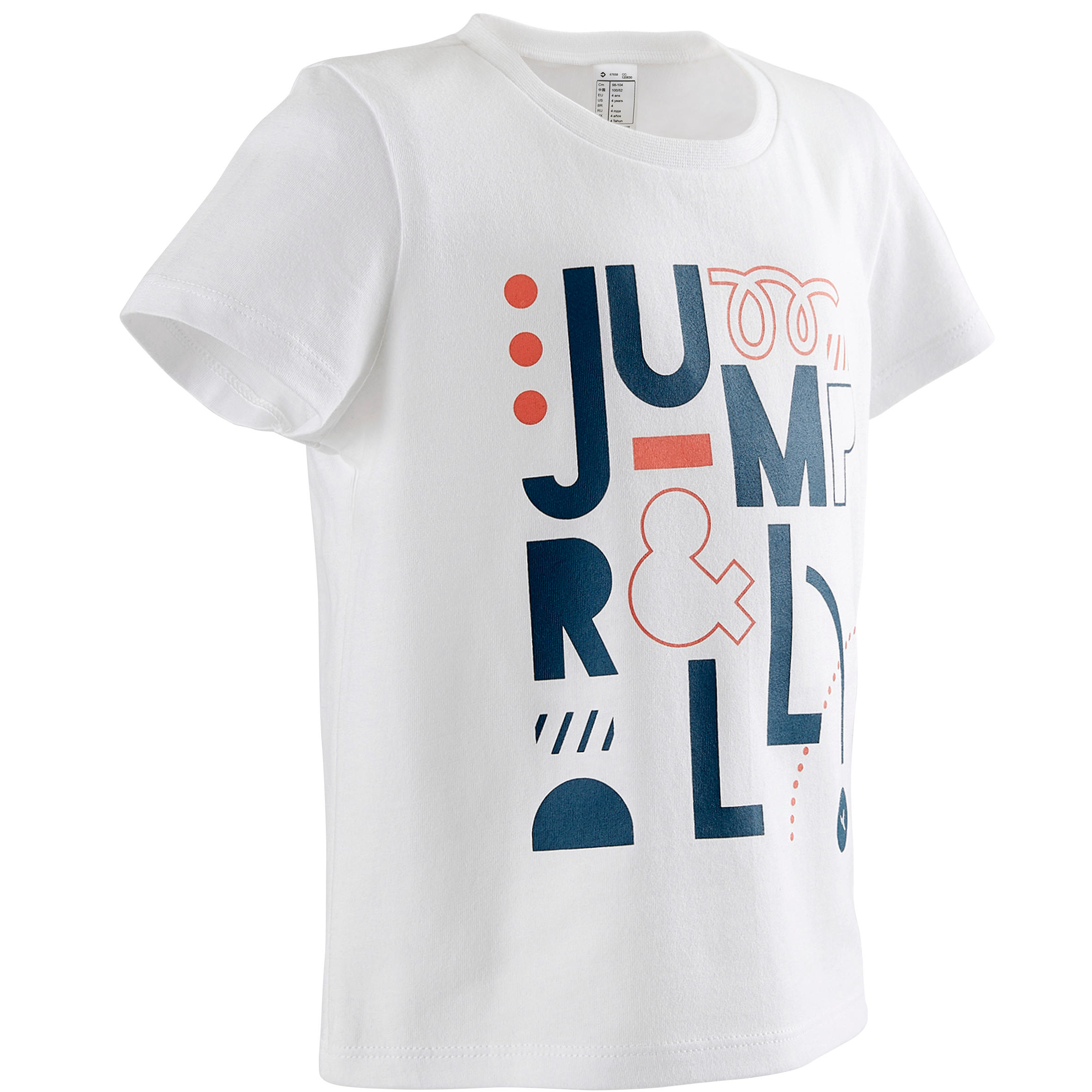 100 Short-Sleeved Baby Gym T-Shirt Twin-Pack - White/Blue - Decathlon