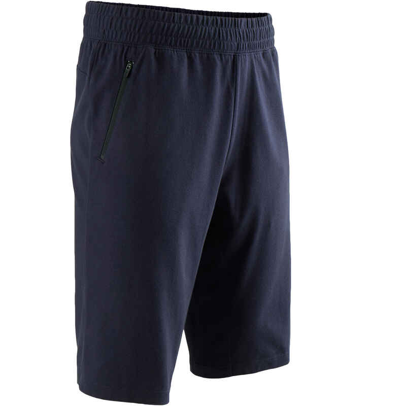 Men's Slim-Fit Long Pilates & Gentle Gym Sport Shorts 520 - Dark Blue ...
