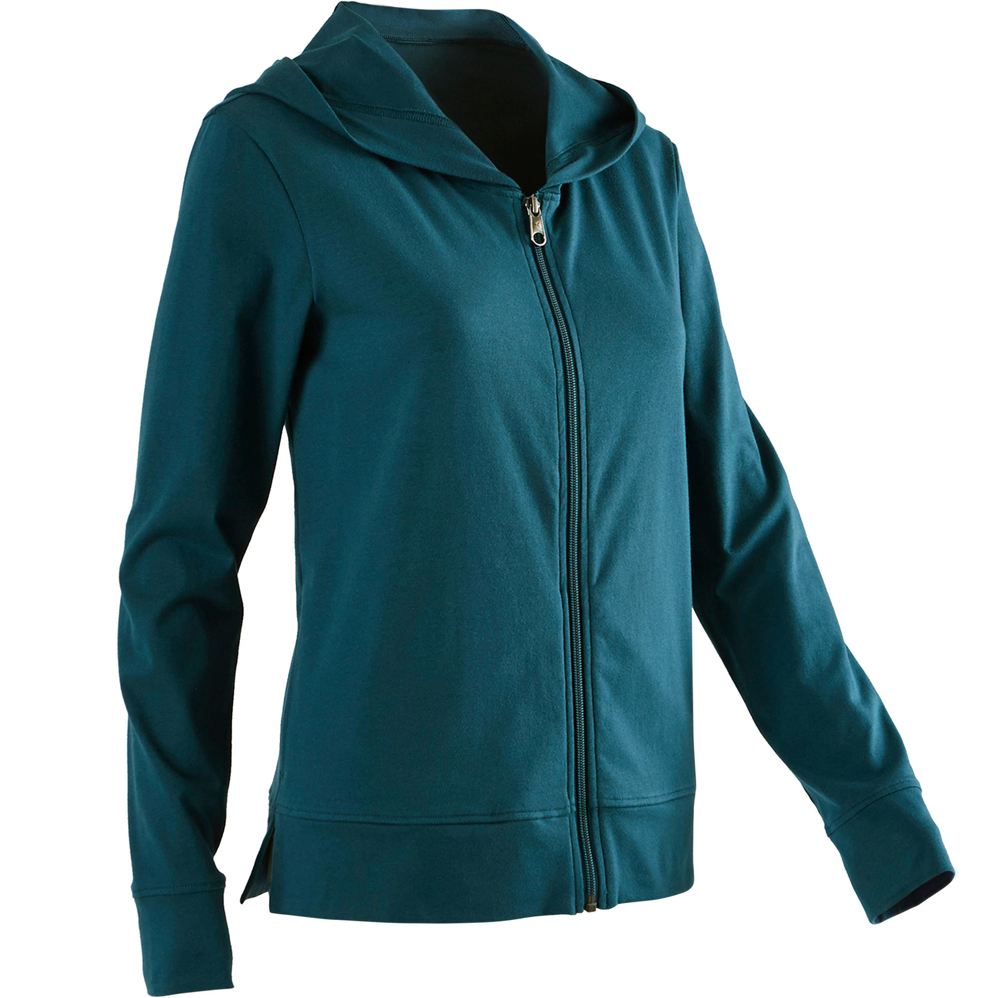 100 Women's Hooded Pilates Gentle Gym Jacket - Blue - Decathlon