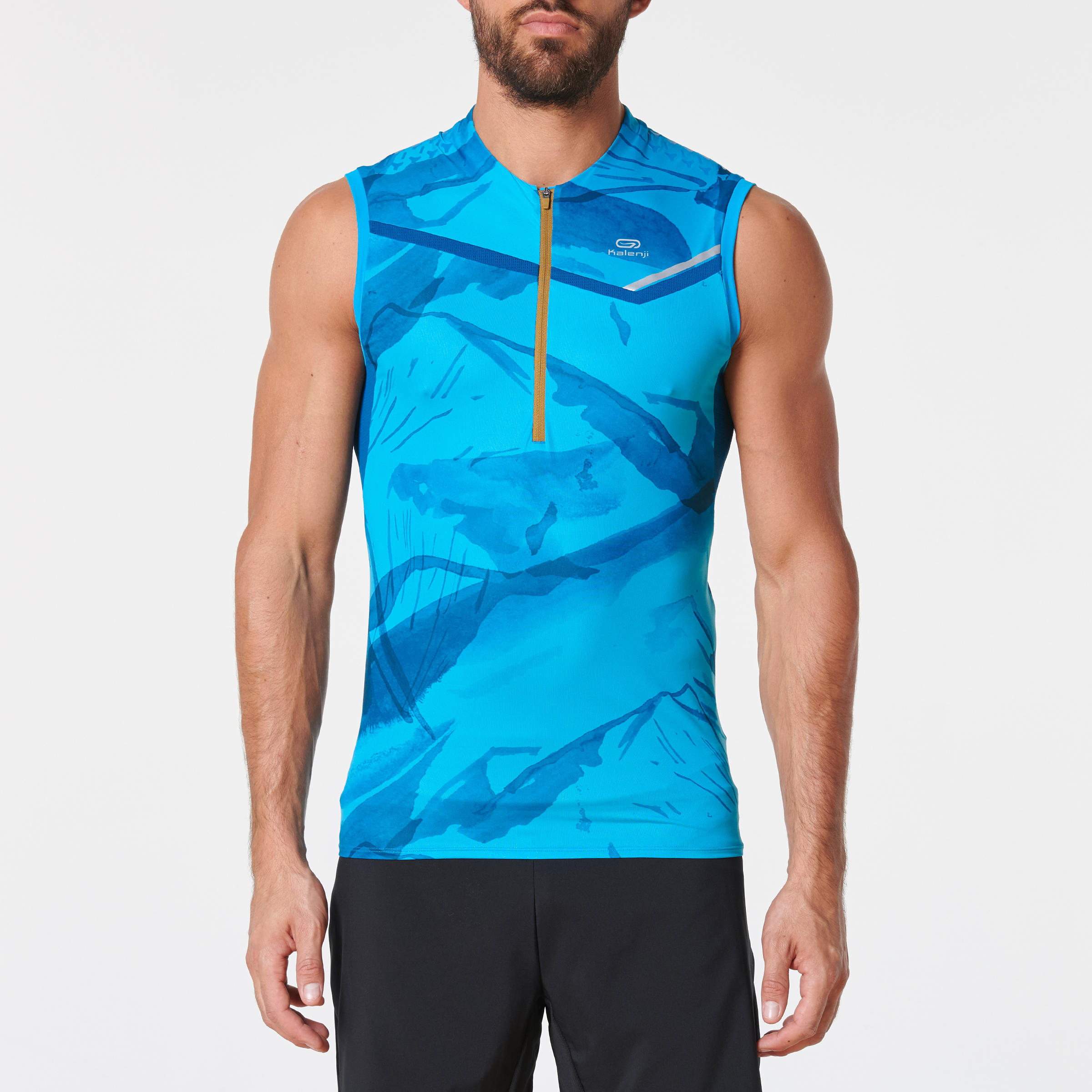 Men's perf trail running tank top - blue/turquoise - Decathlon