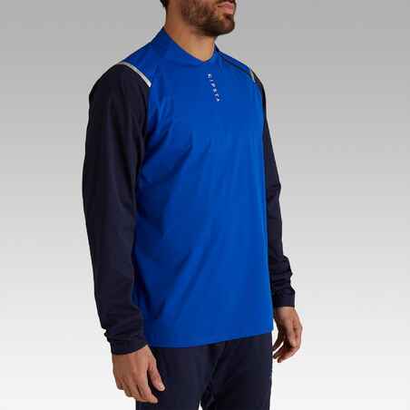 T500 Adult Waterproof Windproof Football Jacket - Blue - Decathlon