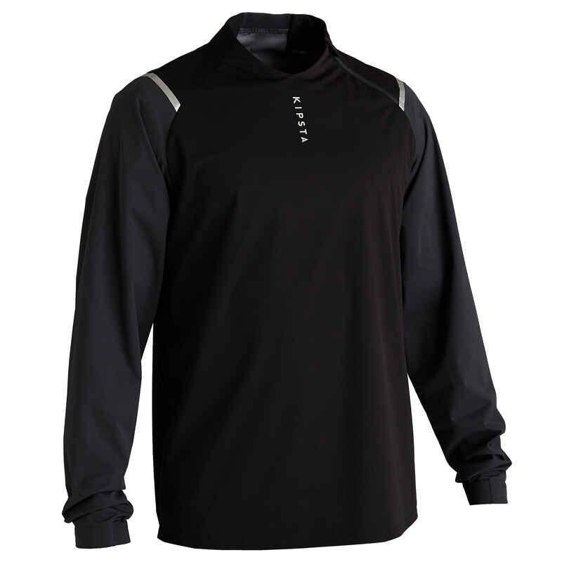 T500 Adult Football Waterproof Windbreaker - Carbon Black - Decathlon