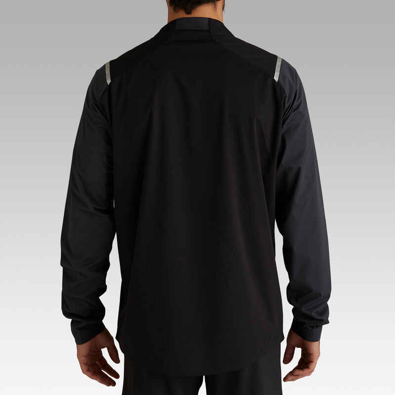 T500 Adult Football Waterproof Windbreaker - Carbon Black - Decathlon
