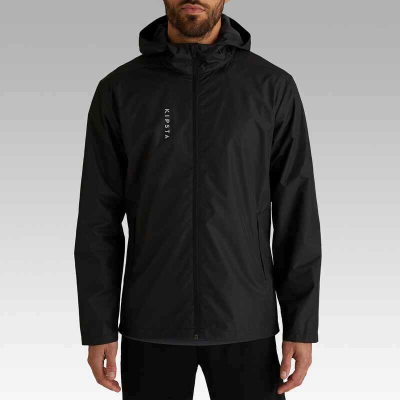 T100 Adult Football Waterproof Jacket - Black - Decathlon