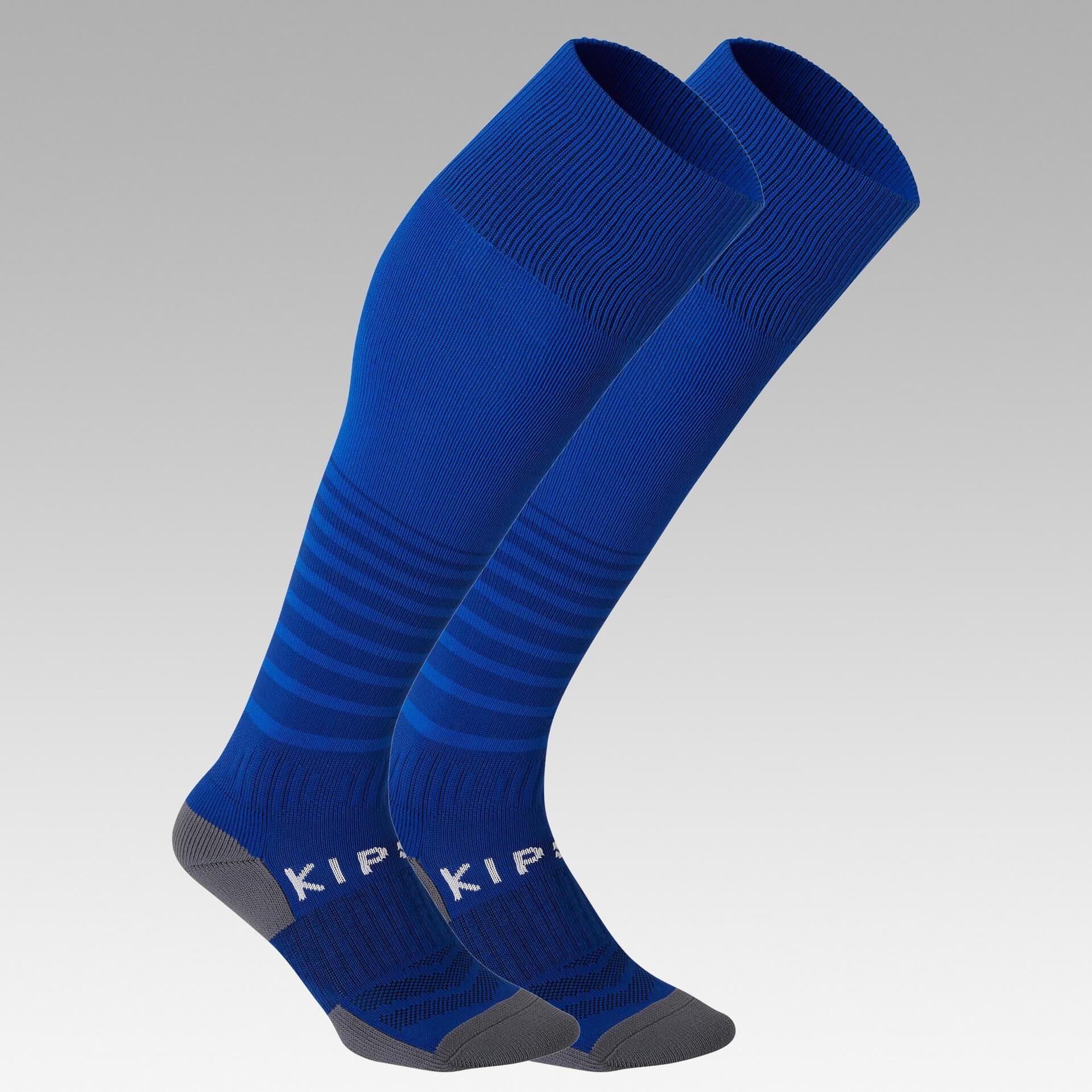Kids' Football Socks Viralto Club - Blue with Stripes