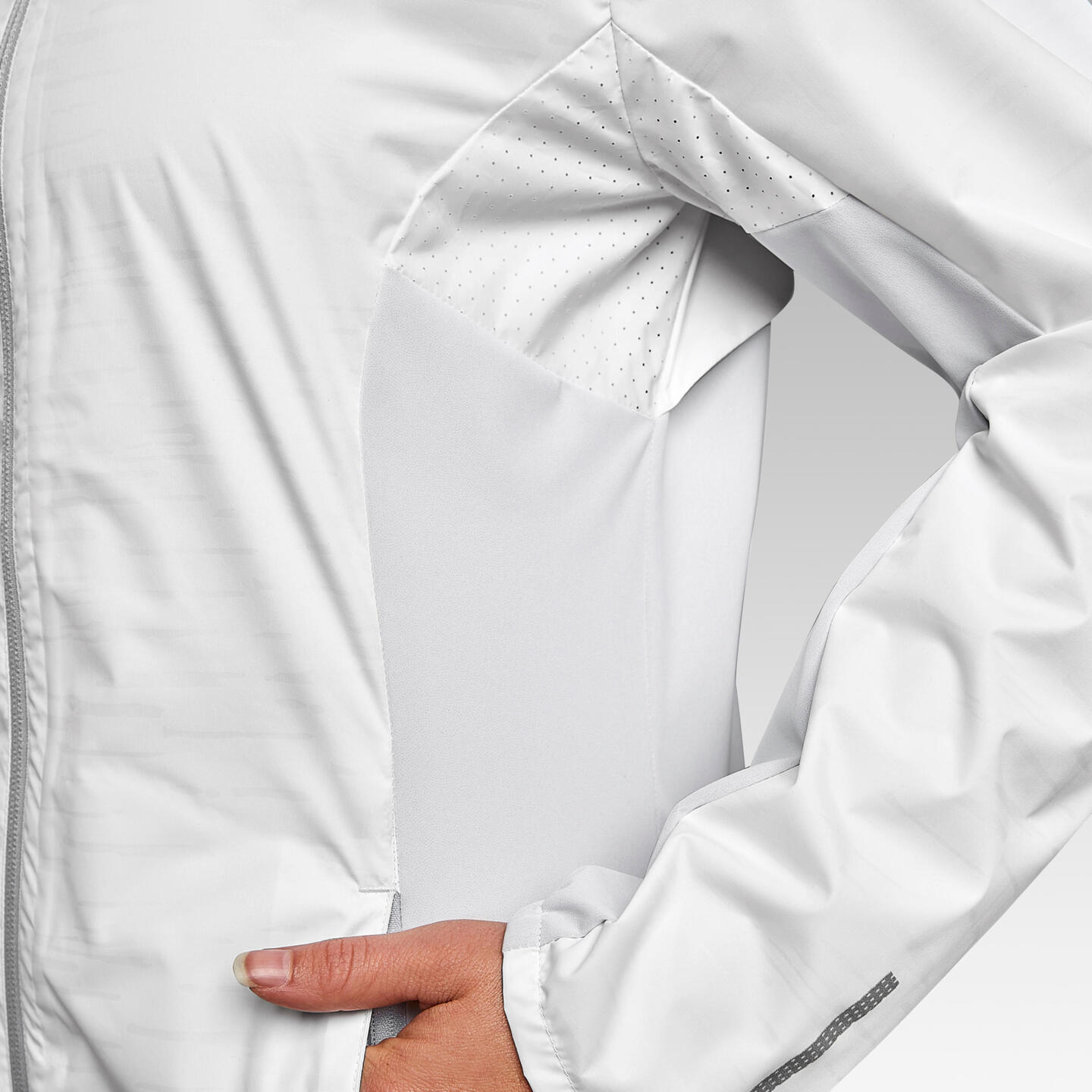 Women Running Rain Jacket Kalenji Run Rain W - White