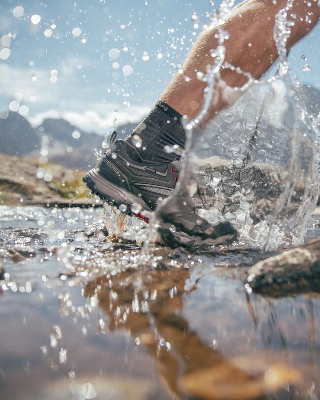 Men’s waterproof mountain hiking boots, MH100 - Grey / Red QUECHUA ...