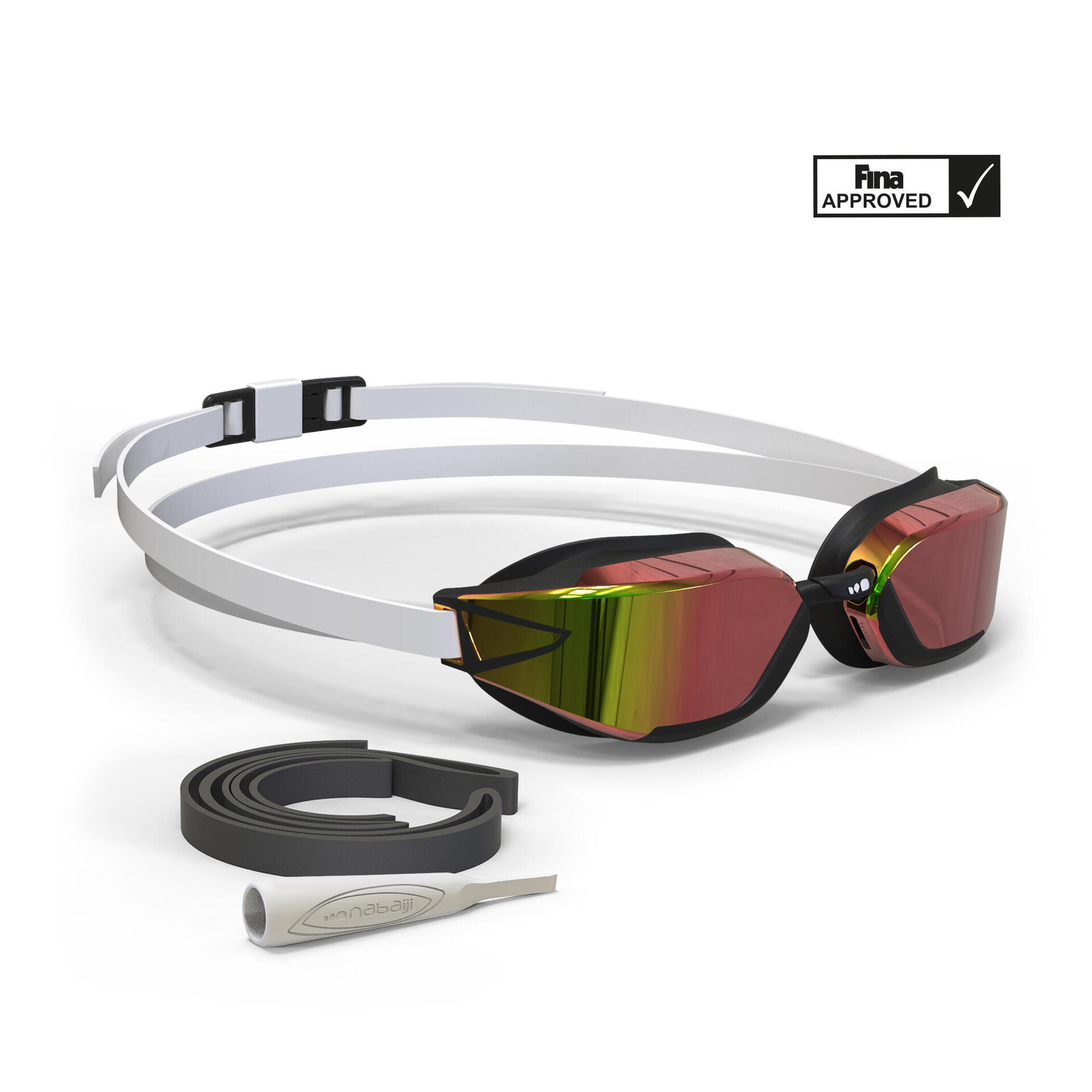 B-FAST Swimming Goggles 900 - Black Red Mirror Lenses