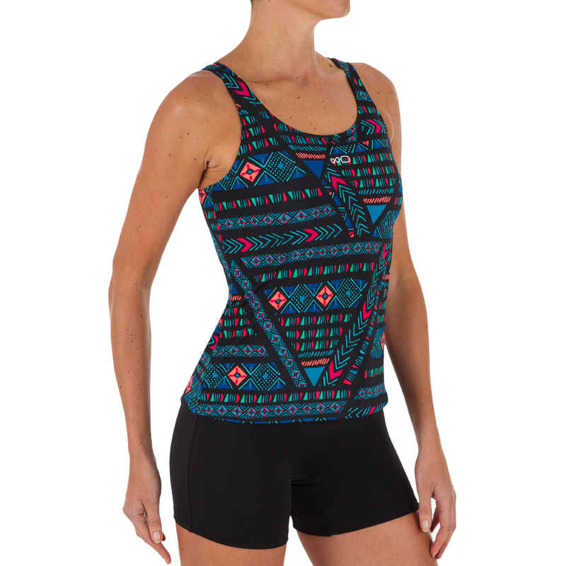 Heva 100 Women's Tankini / Shorty Swimsuit - Afi / Black - Decathlon