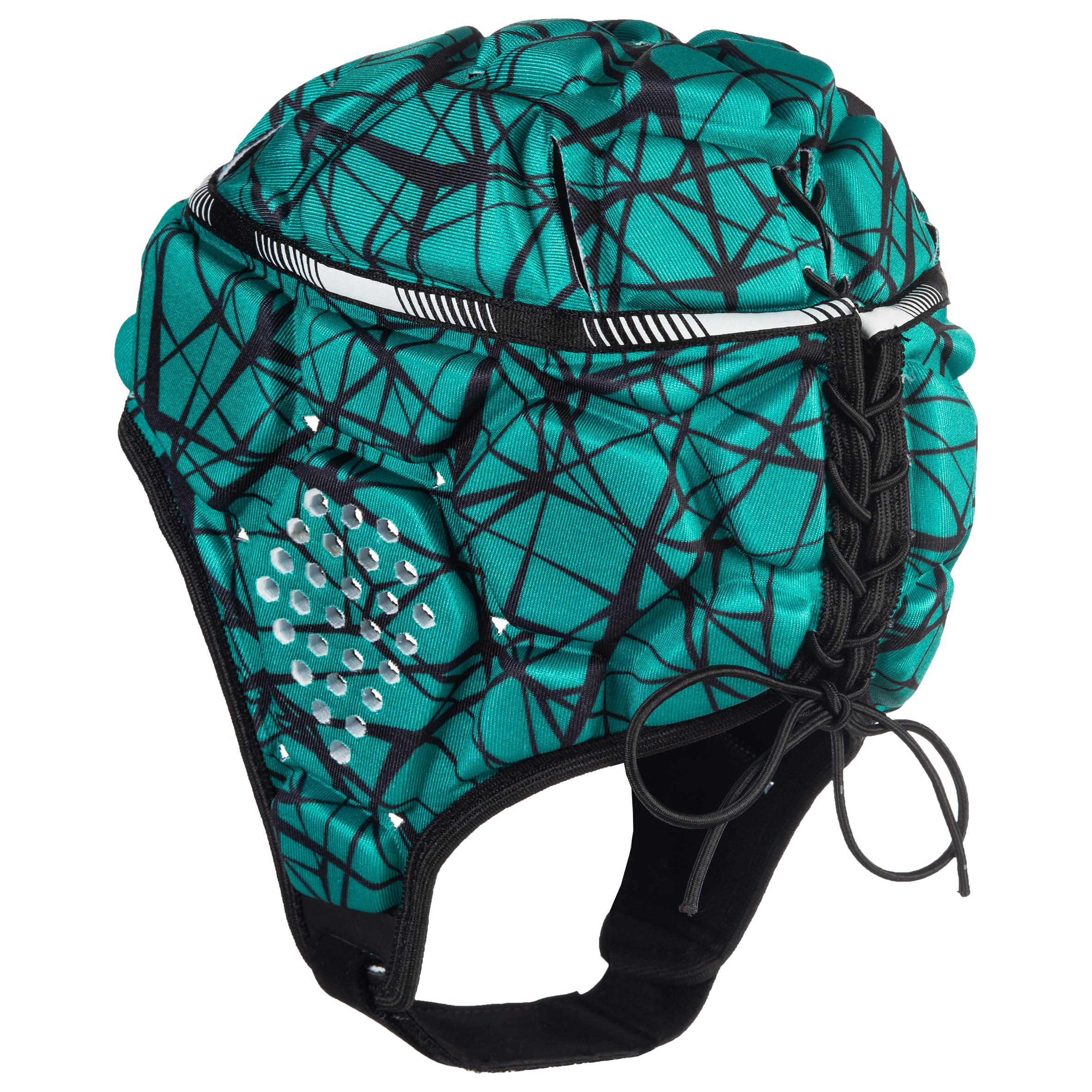 500 Junior Rugby Scrum Cap - Green/Black - Decathlon