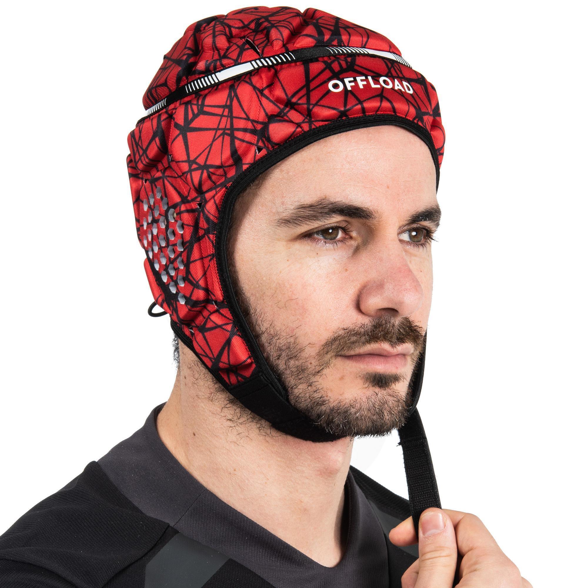 500 Adult Rugby Scrum Cap - Red/Black - Decathlon