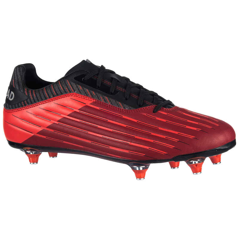 Soft Ground 6-Stud Rugby Boots Skill R500 SG - Red - Decathlon