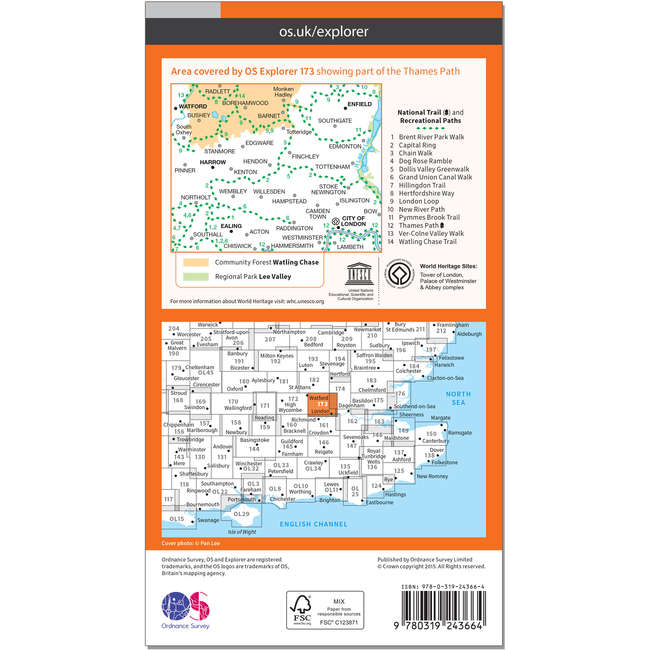 ORDNANCE SURVEY OS Explorer Map - 173 - London North ...