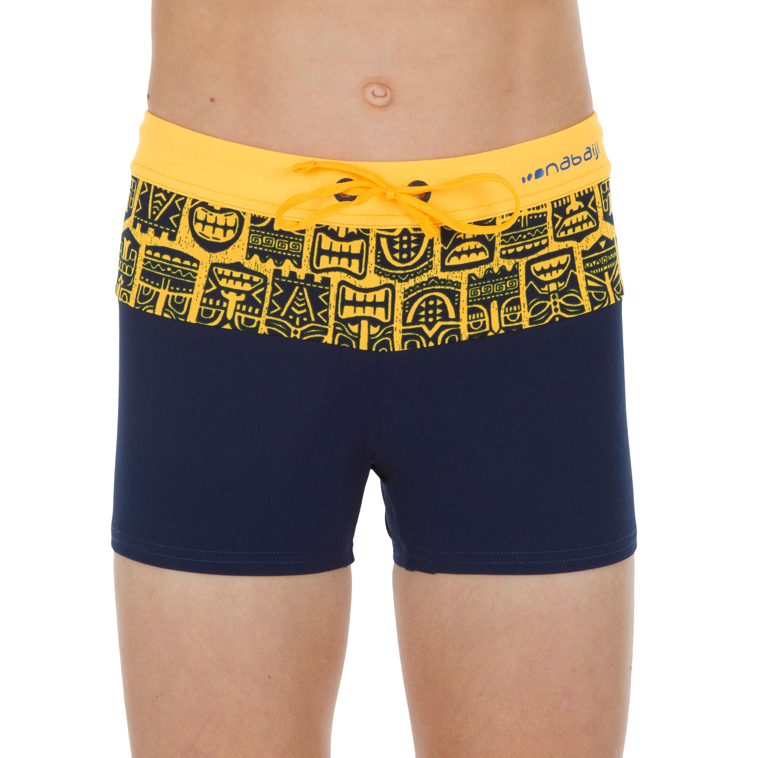 100 POOL BOY'S BOXER SWIMMING SHORTS - BLOCK TIKI YELLOW - Decathlon