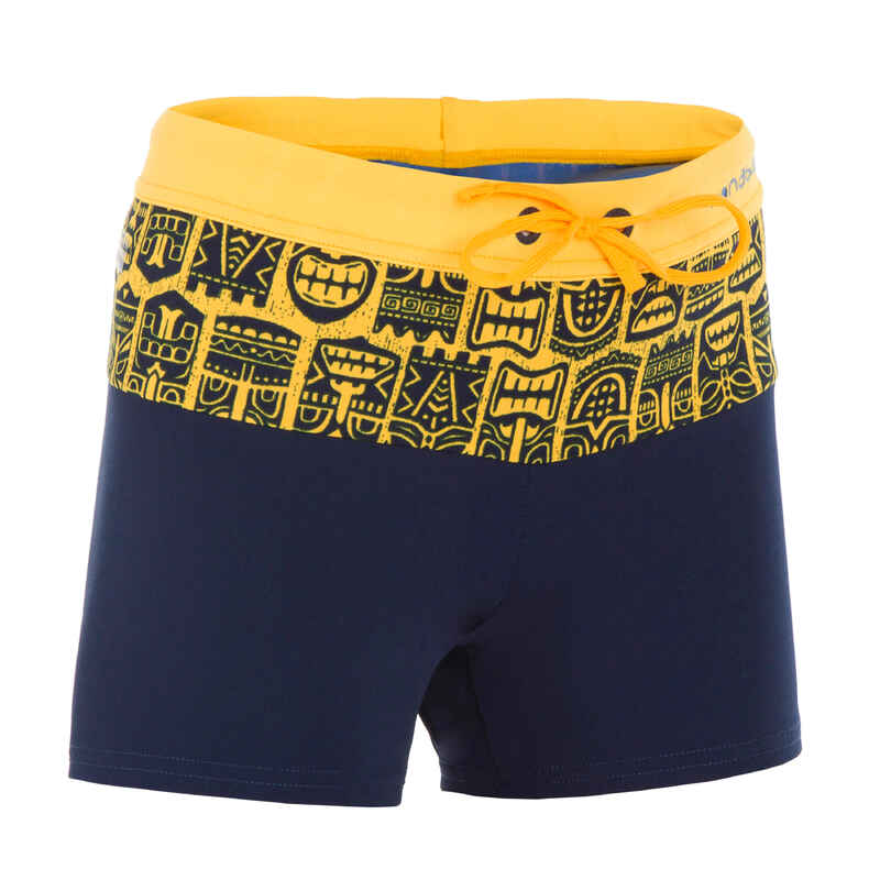 100 POOL BOY'S BOXER SWIMMING SHORTS - BLOCK TIKI YELLOW - Decathlon