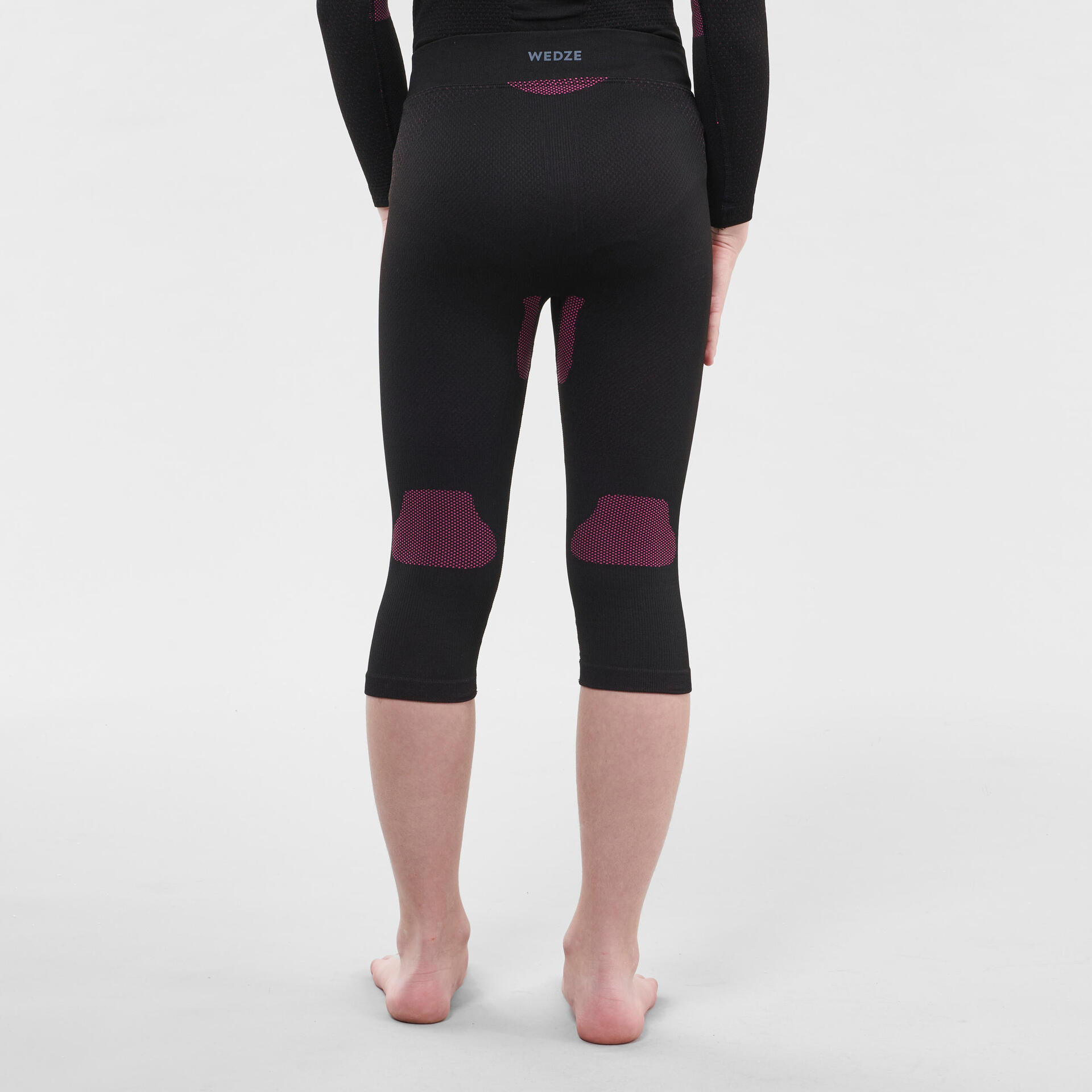 Kids' Ski Base Layer Bottoms I-Soft - Black/Pink